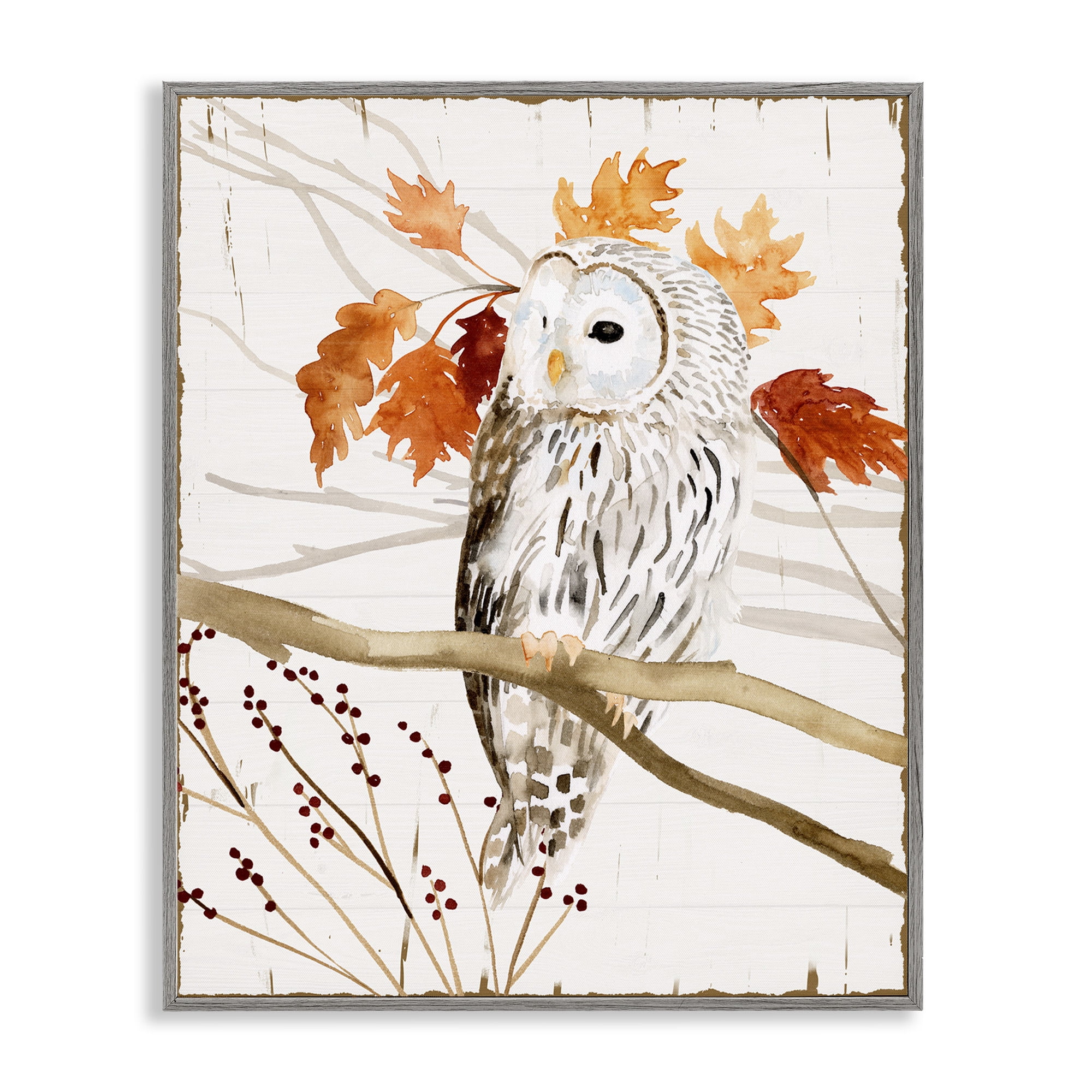 Stupell Industries Owl In Autumnal Forest Animals & Insects Painting ...