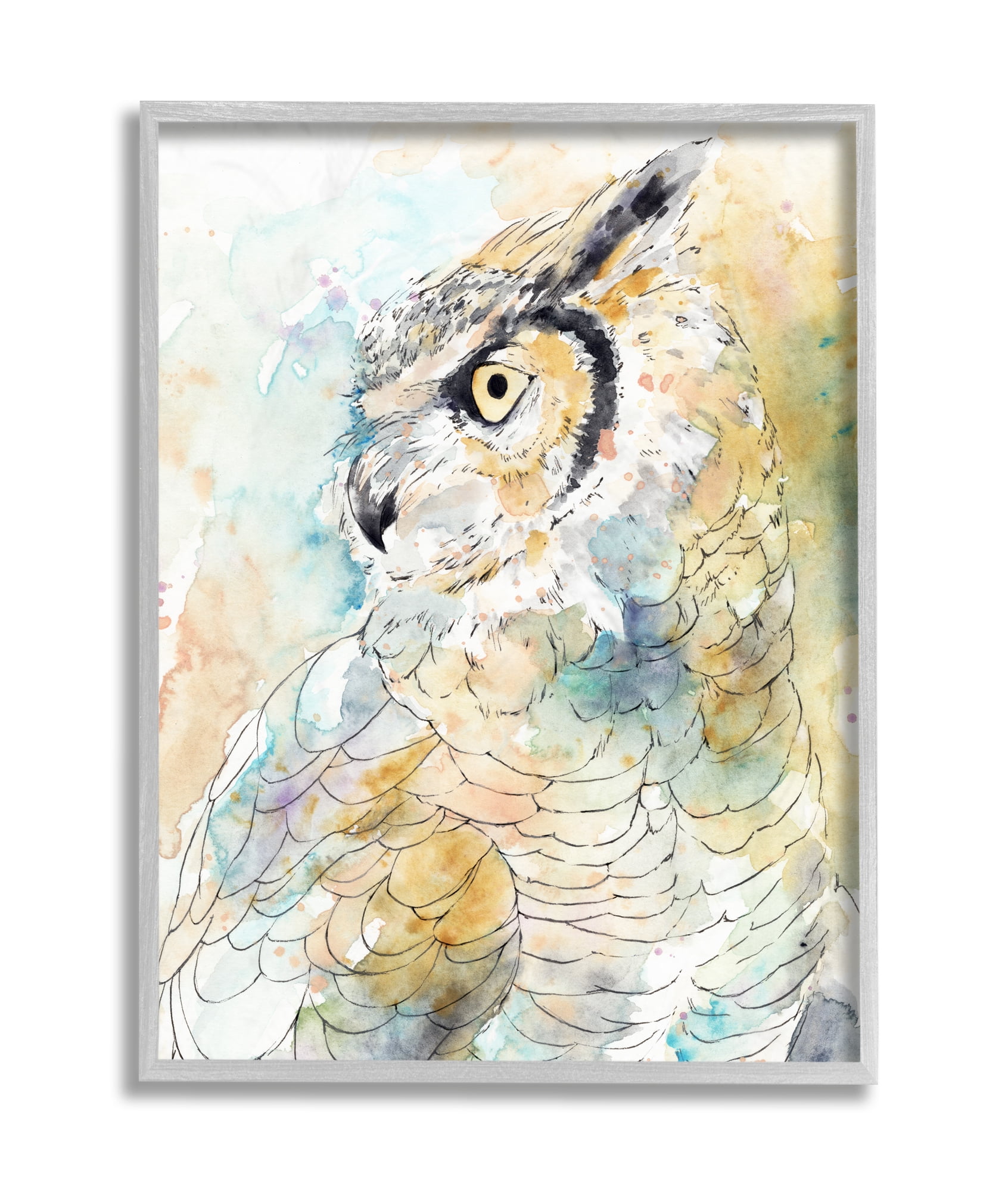 Stupell Industries Owl Side Eye Woodland Bird Wall Art 11x14 Textured ...