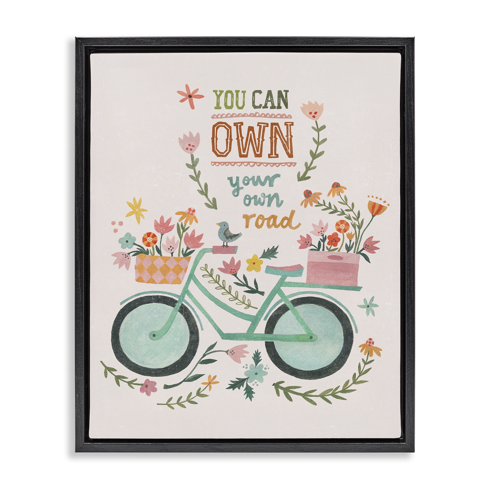 Stupell Industries Own Road Phrase with Bicycle Transportation Painting ...