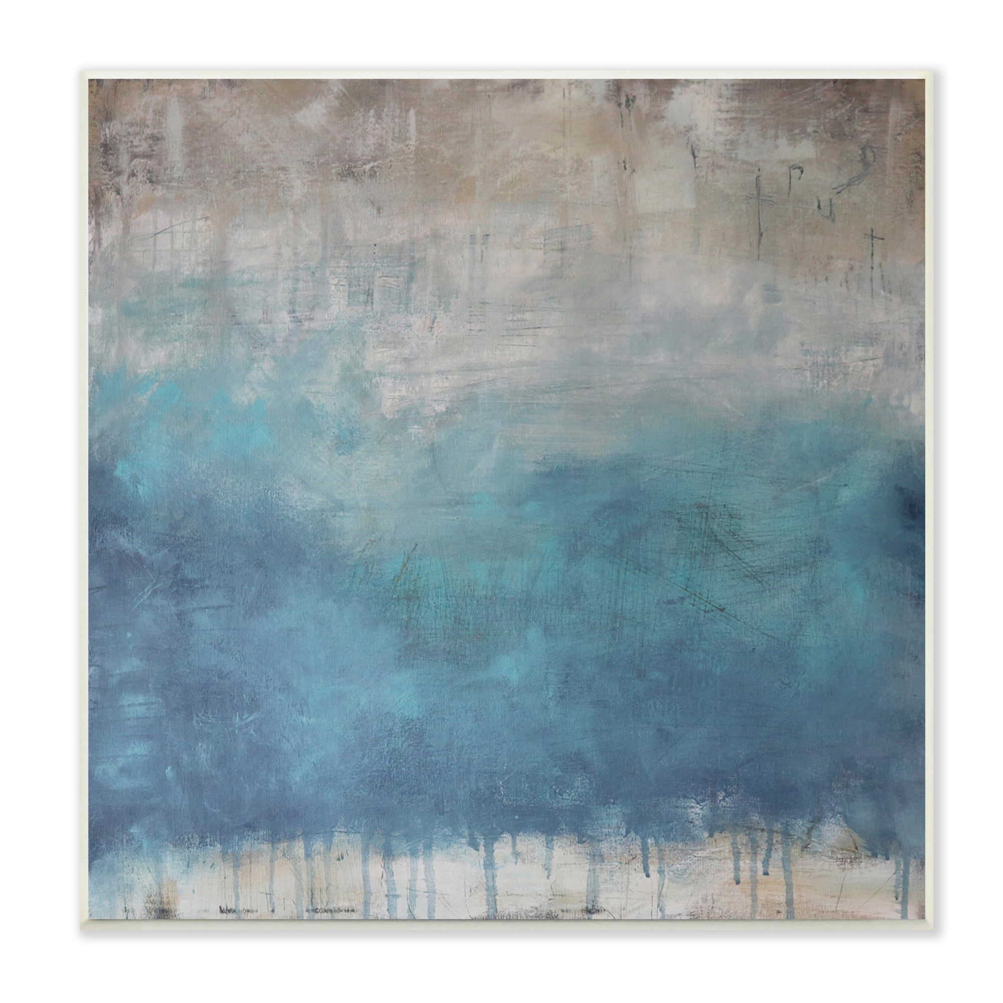 Stupell Industries Paint Drip Hatched Blue Abstract Modern Ombre ...