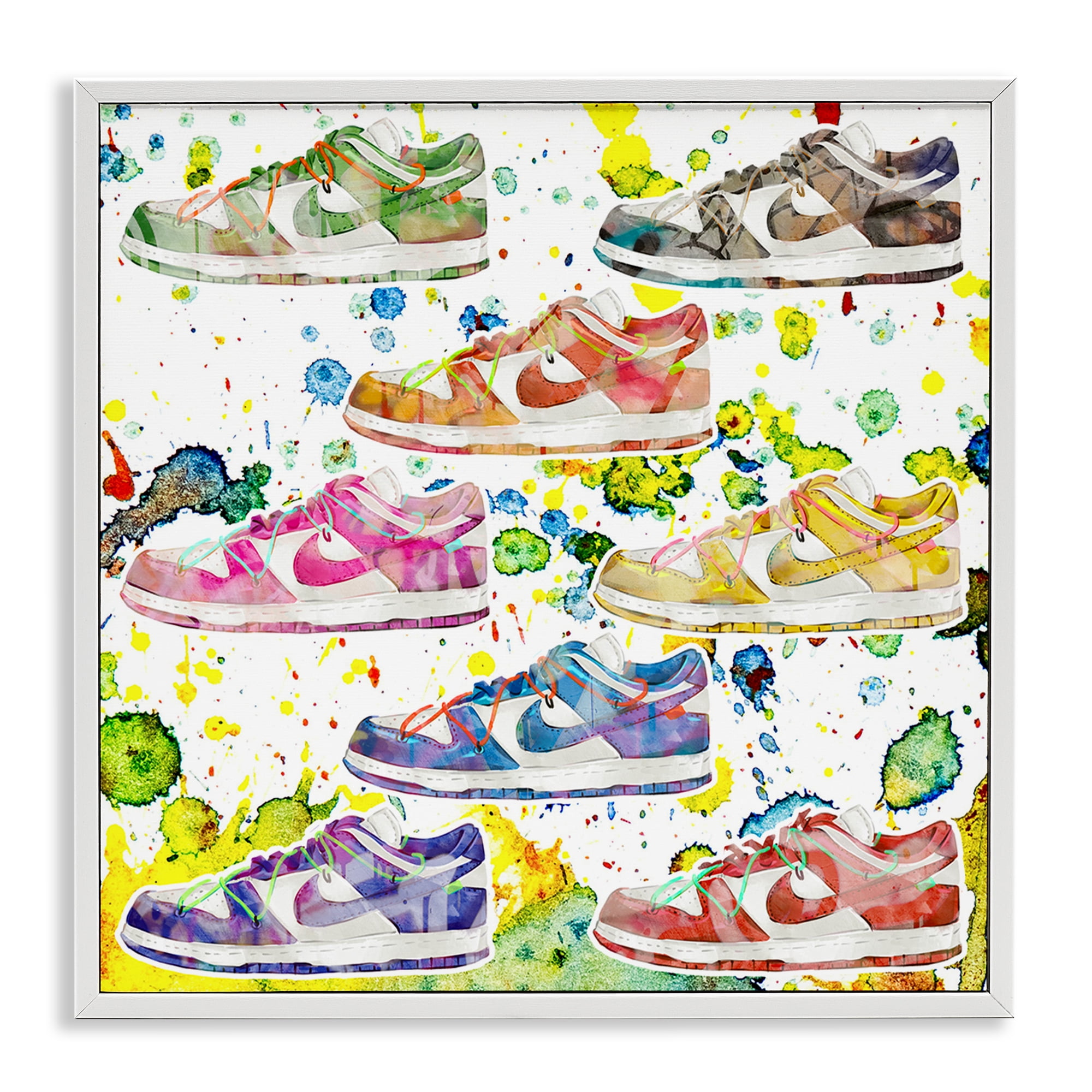 Stupell Industries Paint Splatter Sneakers Beauty & Fashion Painting ...
