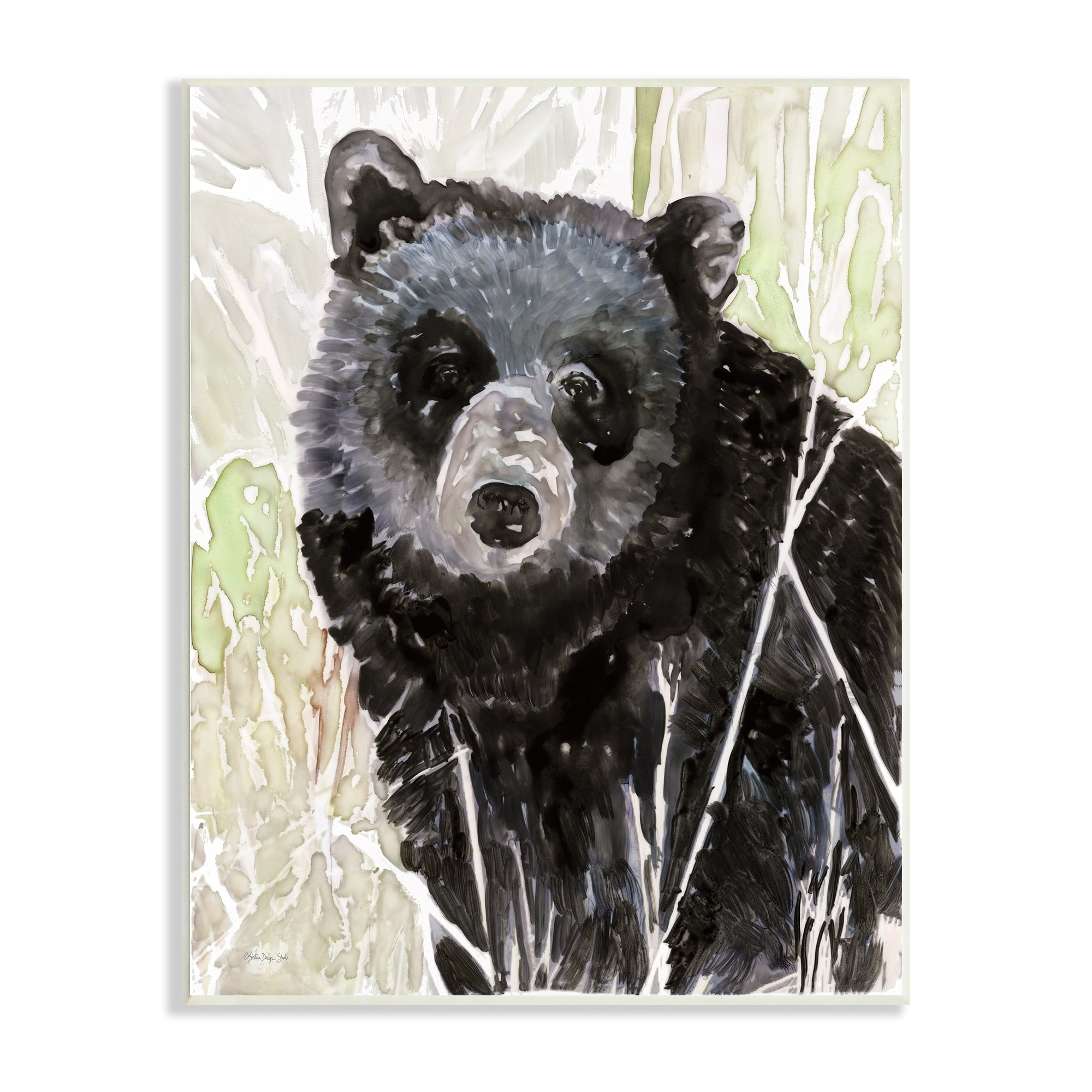 Stupell Industries Painterly Black Bear Abstract Forest Foliage Wood ...