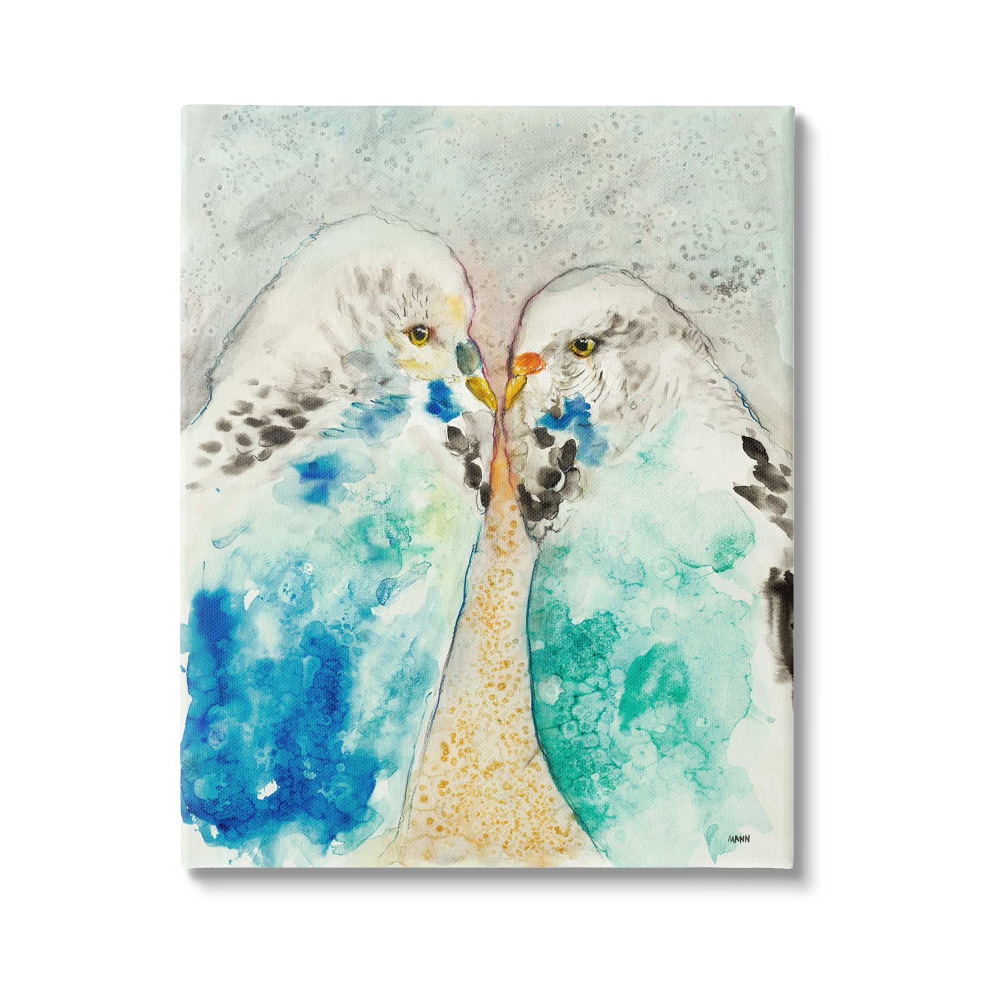 Free Shipping! Stupell Industries Blue Parakeets Birds Watercolor ...