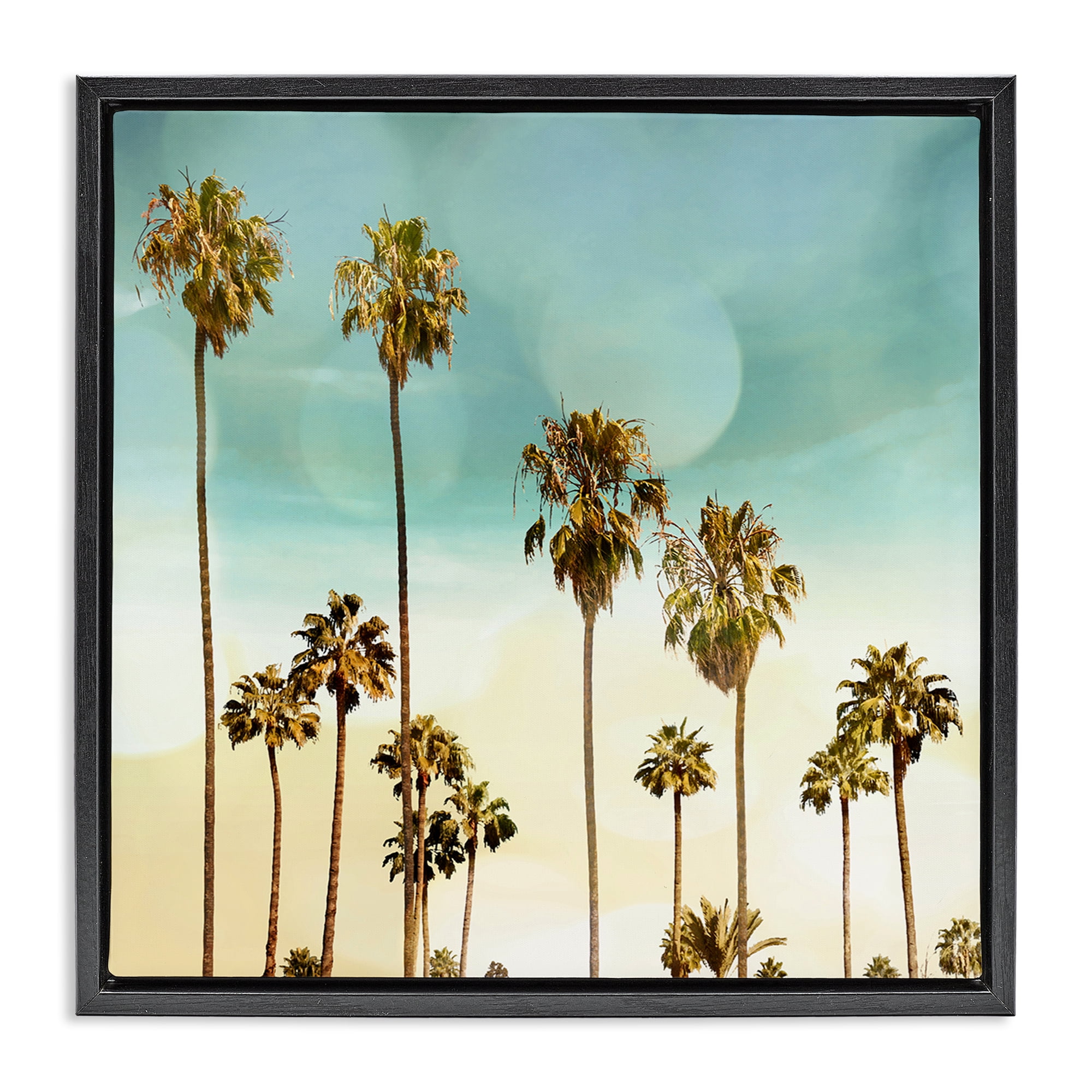 Stupell Industries Palm Tree Beach Sky Nautical & Beach Painting Black ...