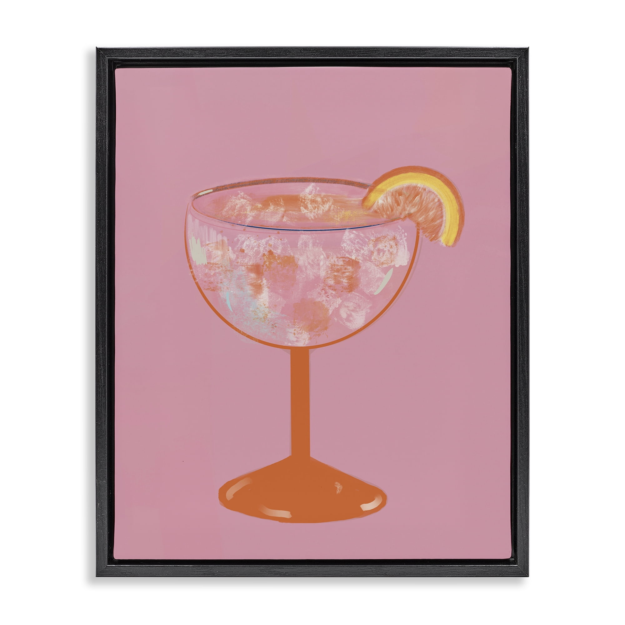 Stupell Industries Paloma Glass over Pink Black Framed Floater Canvas ...