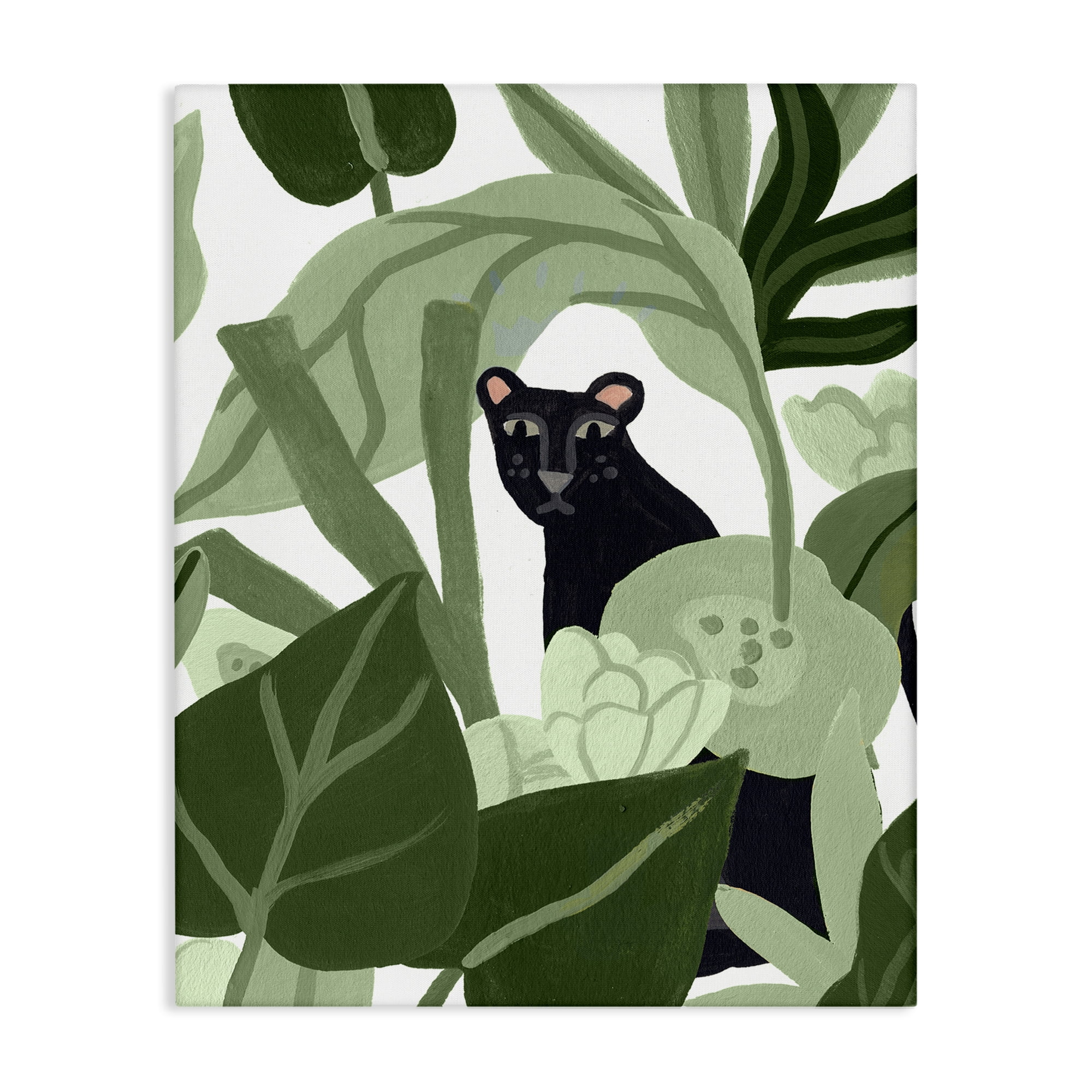 Stupell Industries Panther Peeking from Leaves Plants & Flowers ...
