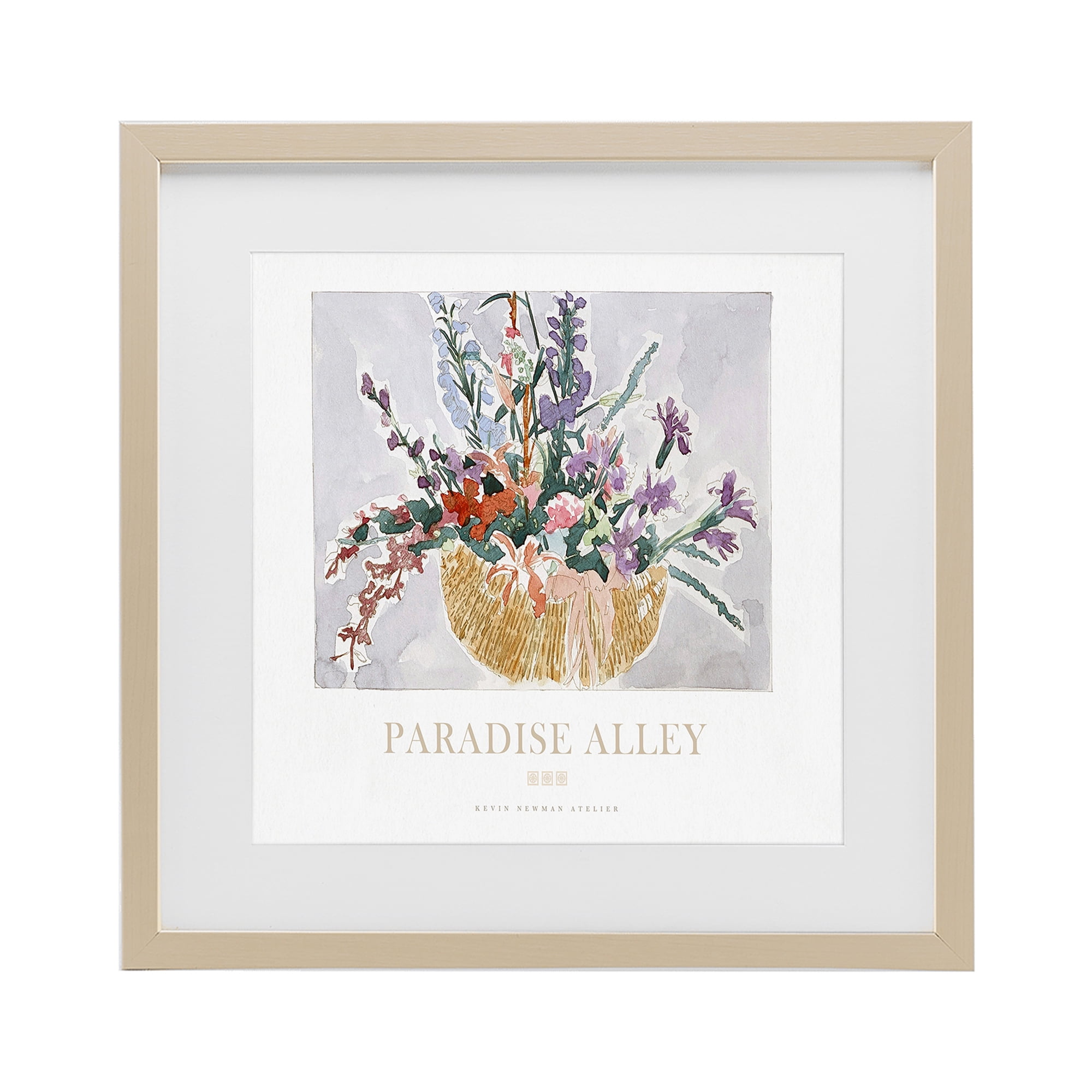 Stupell Industries Paradise Alley Basket of Flowers Birch Framed Print ...