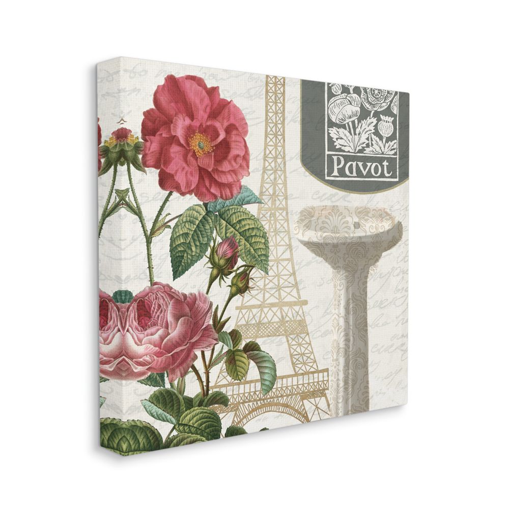 Stupell Industries Paris Flower Market Bath Sink Design Canvas Wall Art ...