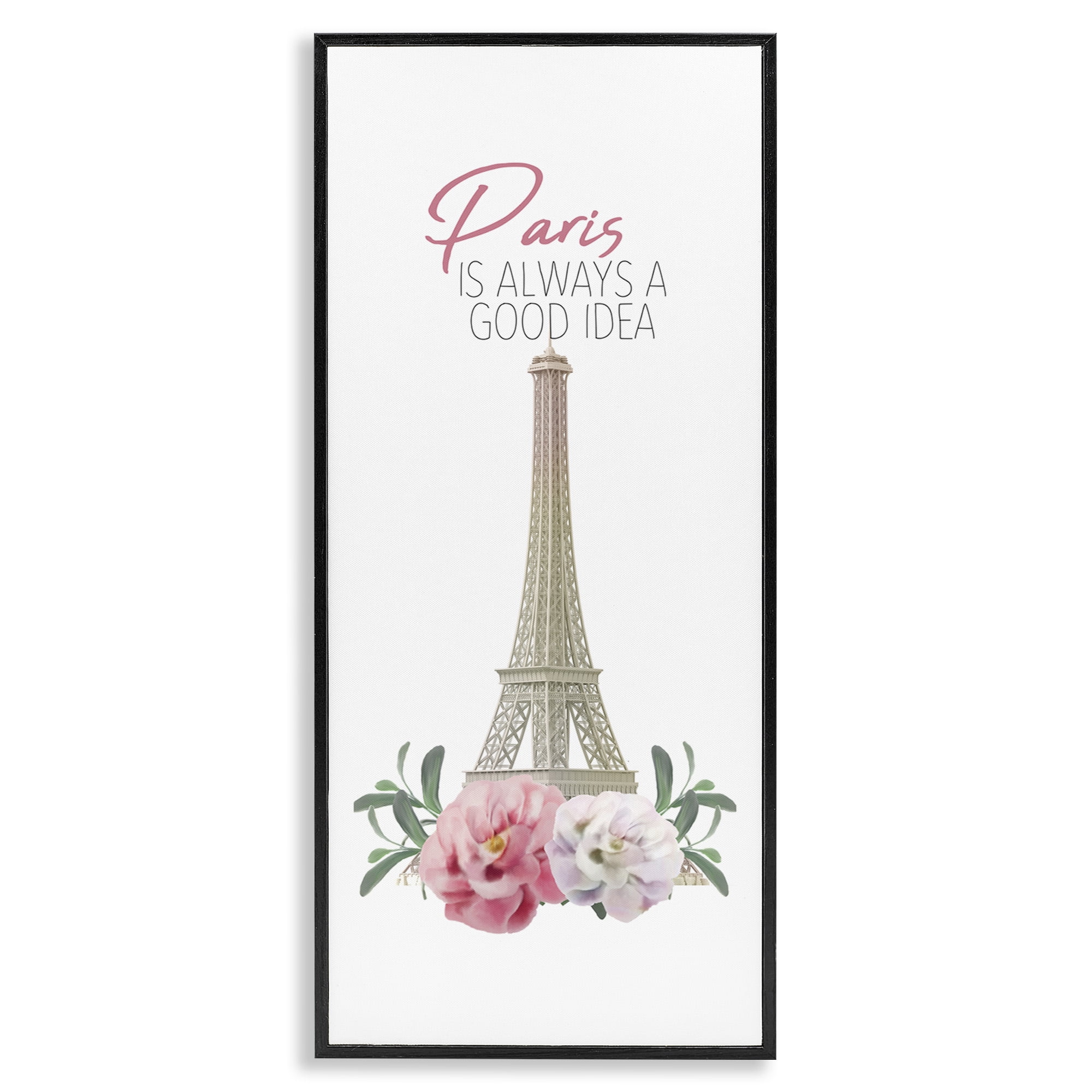 Stupell Industries Paris Good Idea Phrase Eiffel Tower Botanical ...