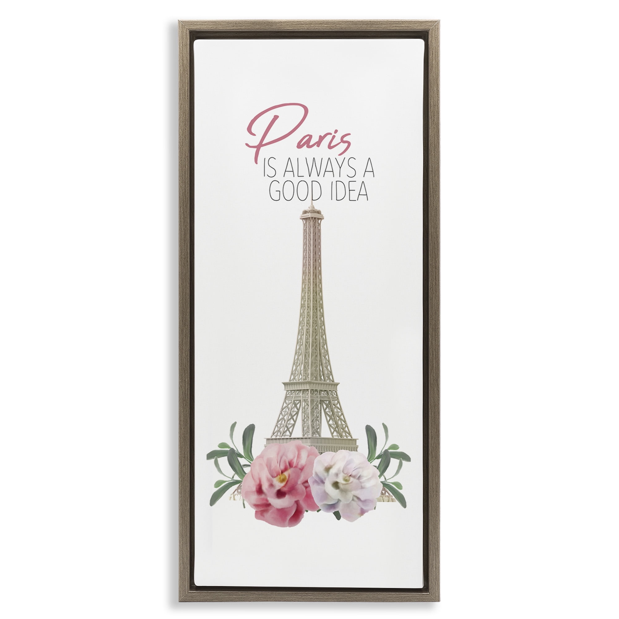 Stupell Industries Paris Good Idea Phrase Eiffel Tower Botanical ...