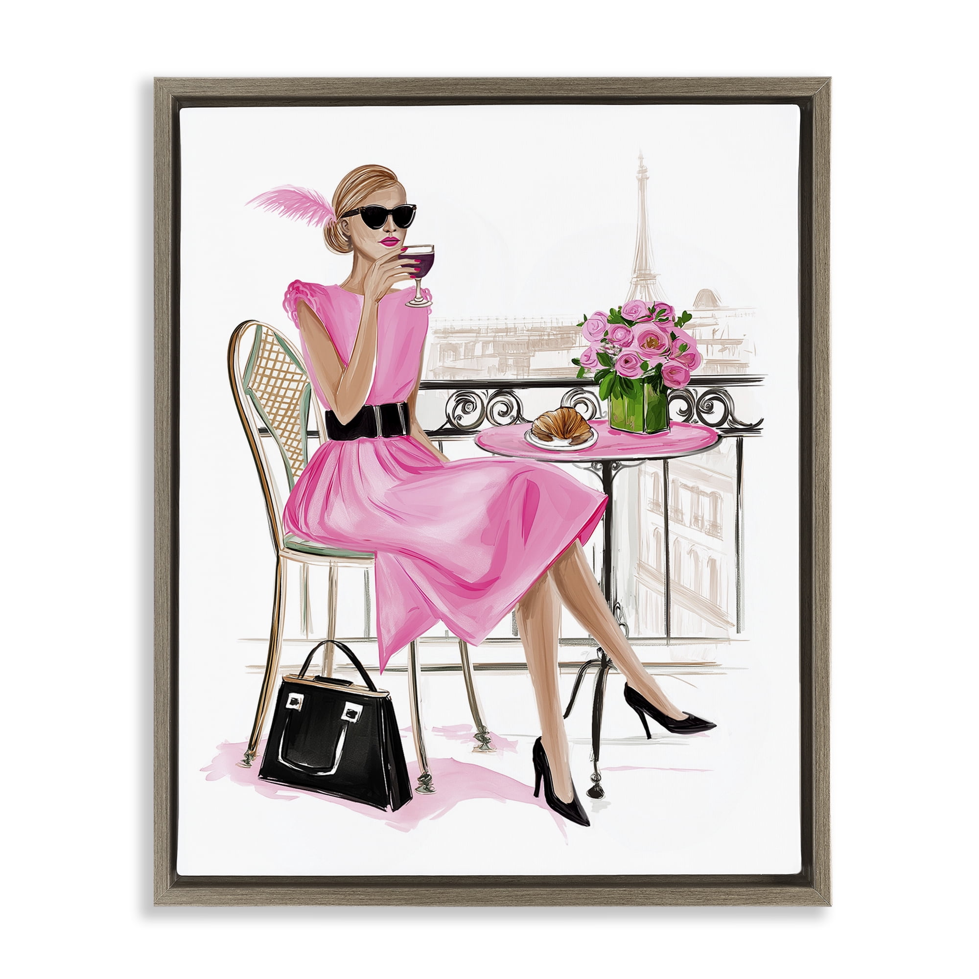 Stupell Industries Parisian Chic on Cafe Balcony Brown Framed Floater ...
