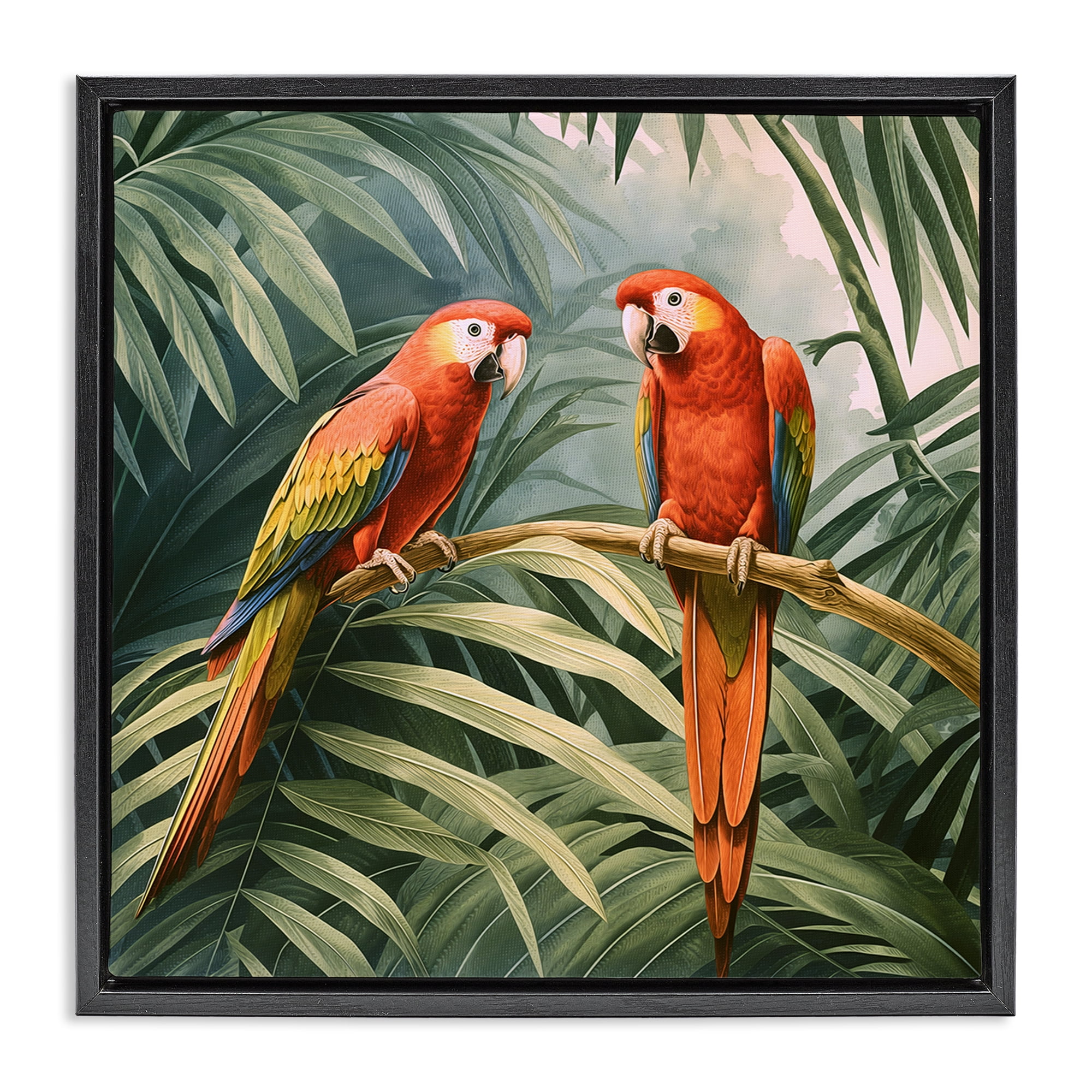 Stupell Industries Parrot Duo in Rainforest Animals Painting Black ...