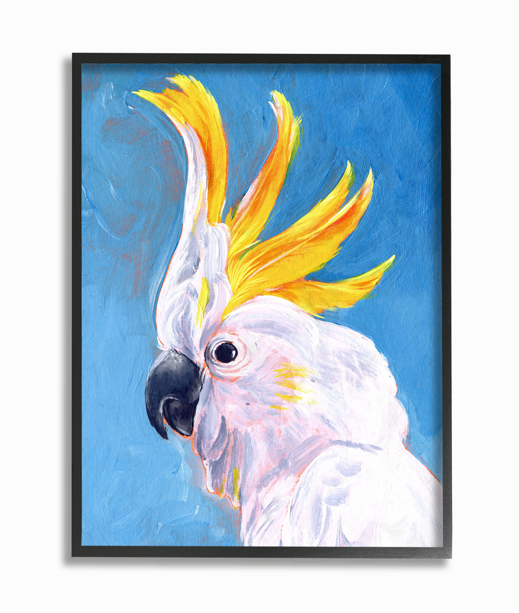 Stupell Industries Parrot Mohawk Blue Yellow Animal Bird Painting Black ...