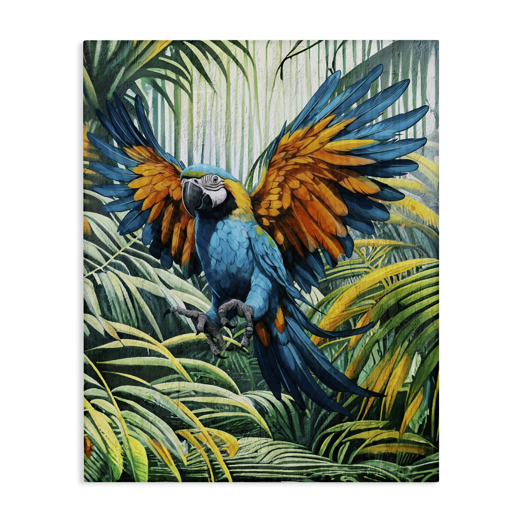 Stupell Industries Parrot in Flight Animals Painting Wrapped Canvas Art ...