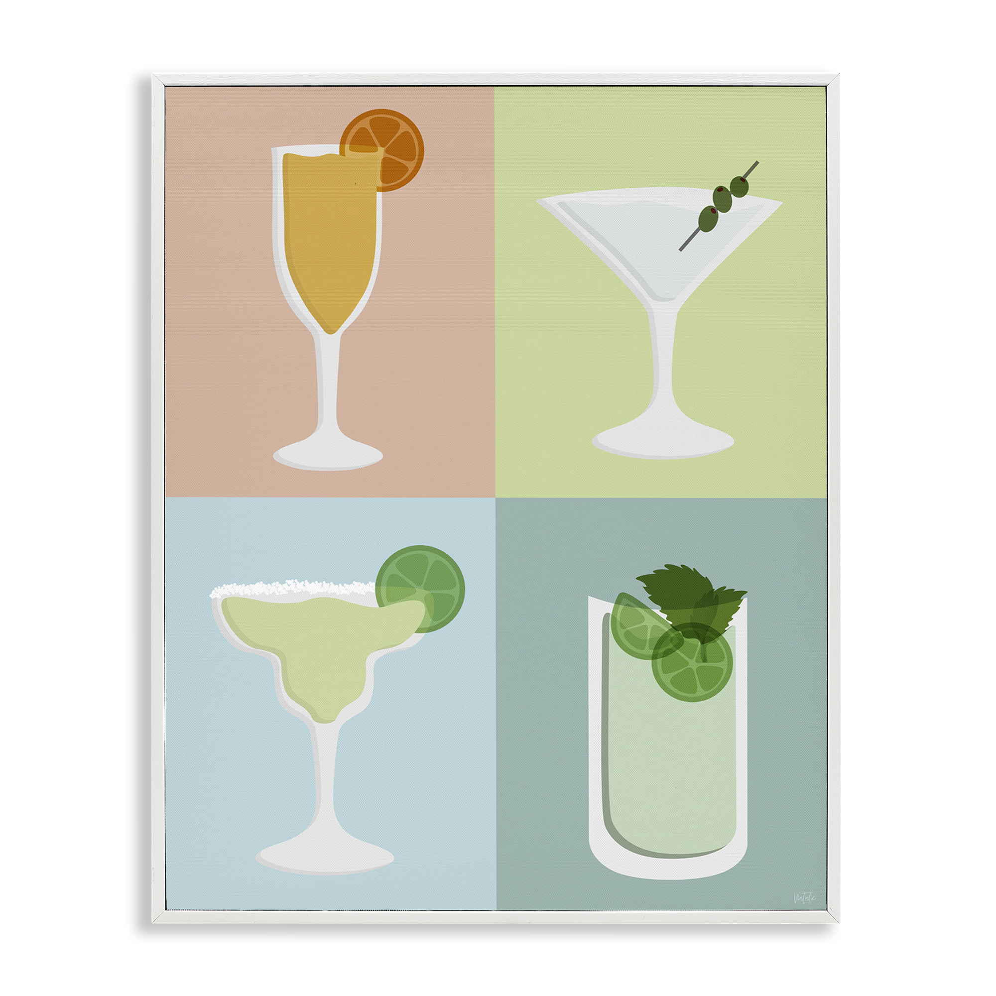 Stupell Industries Pastel Bar Cocktails Food & Beverage Painting White ...