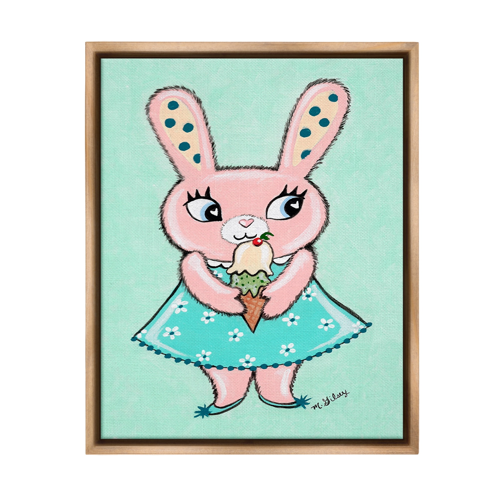 Stupell Industries Pastel Bunny & Ice Cream Animals & Insects Painting ...