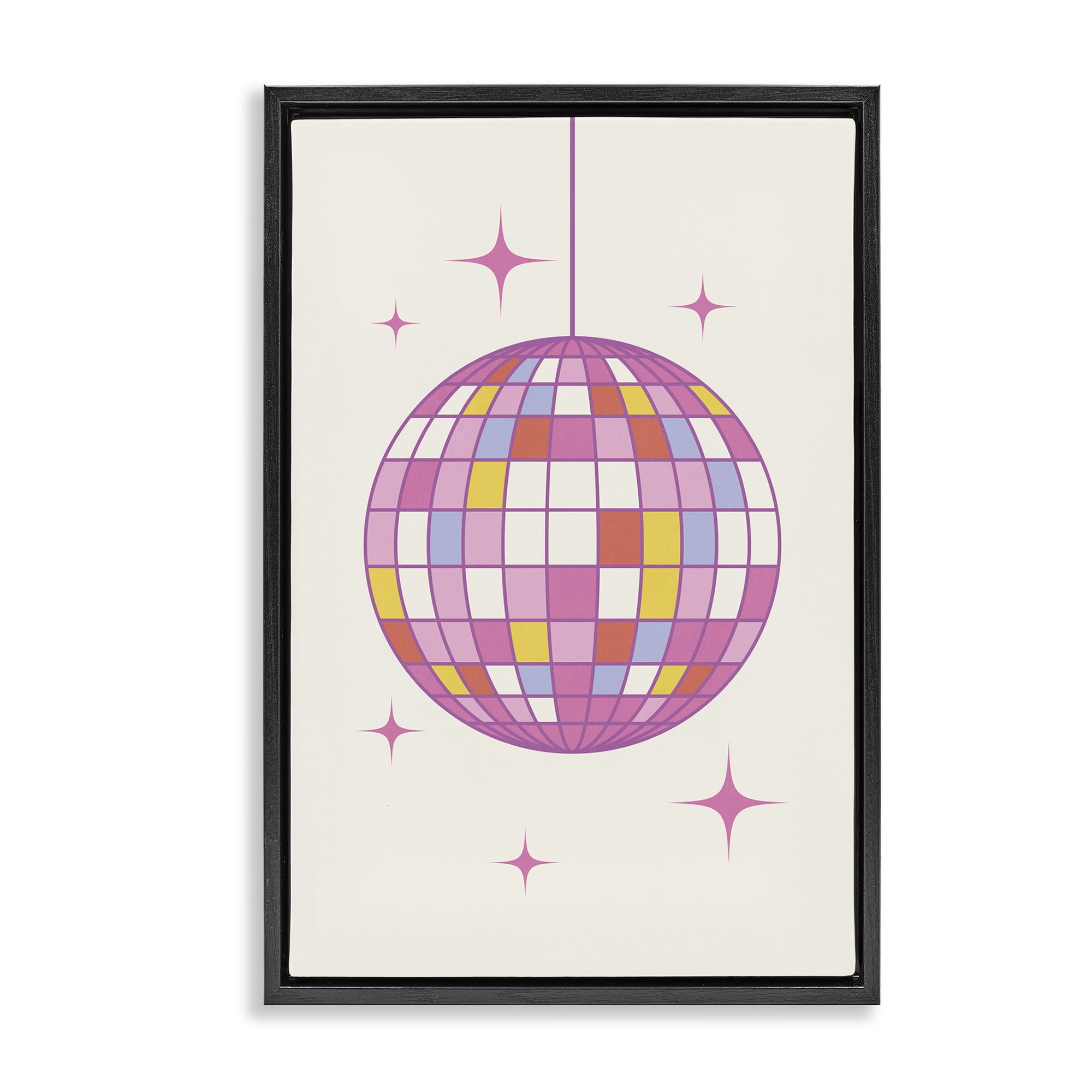 Stupell Industries Pastel Disco Ball Entertainment Painting Black ...