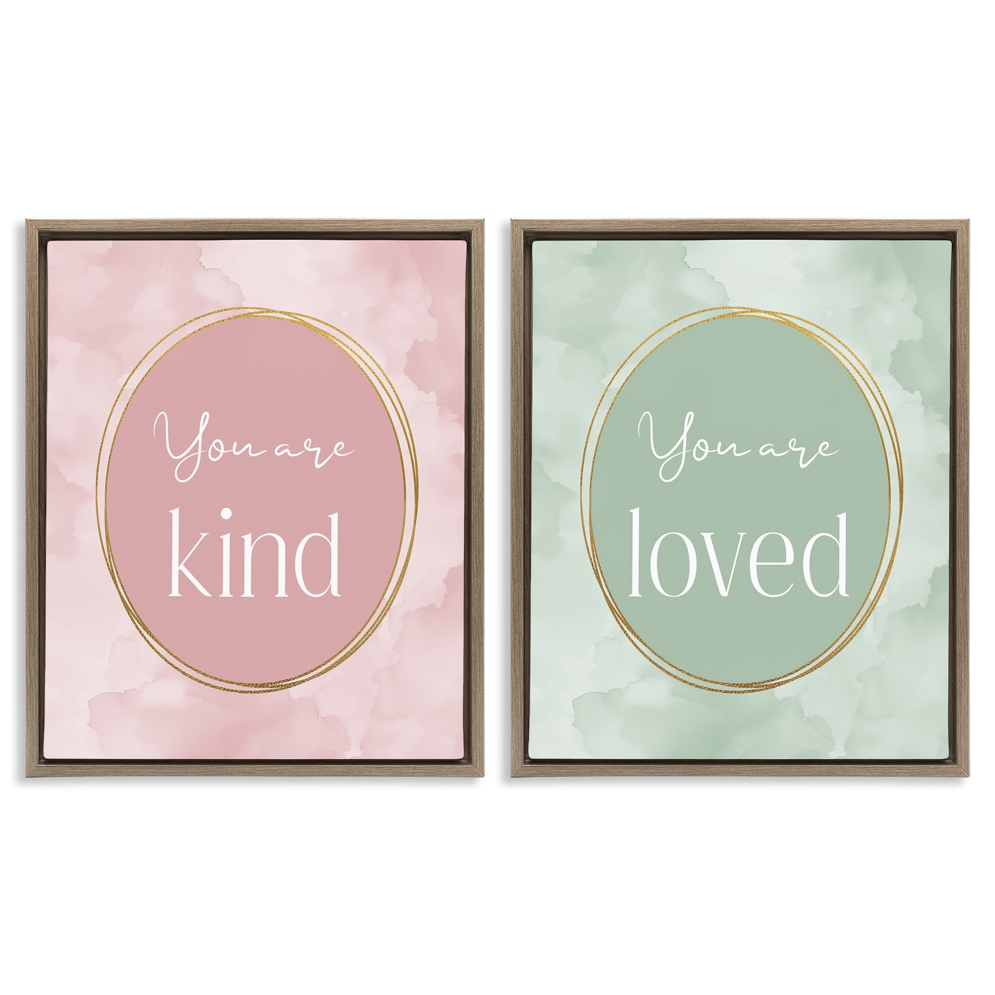 Stupell Industries Pastel Golden Affirmations 2 Piece Brown Framed ...