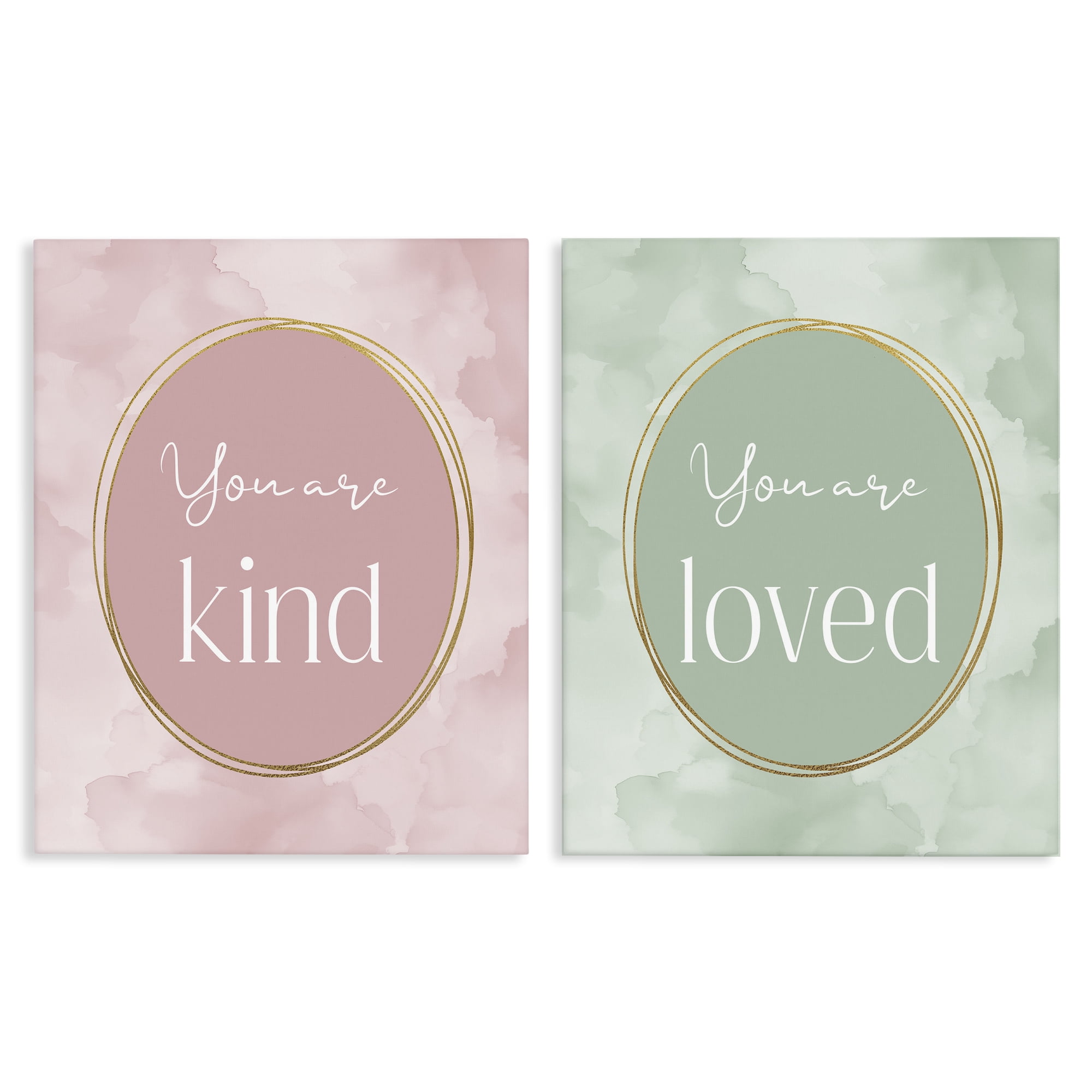 Stupell Industries Pastel Golden Affirmations 2 Piece Canvas Wall Art ...