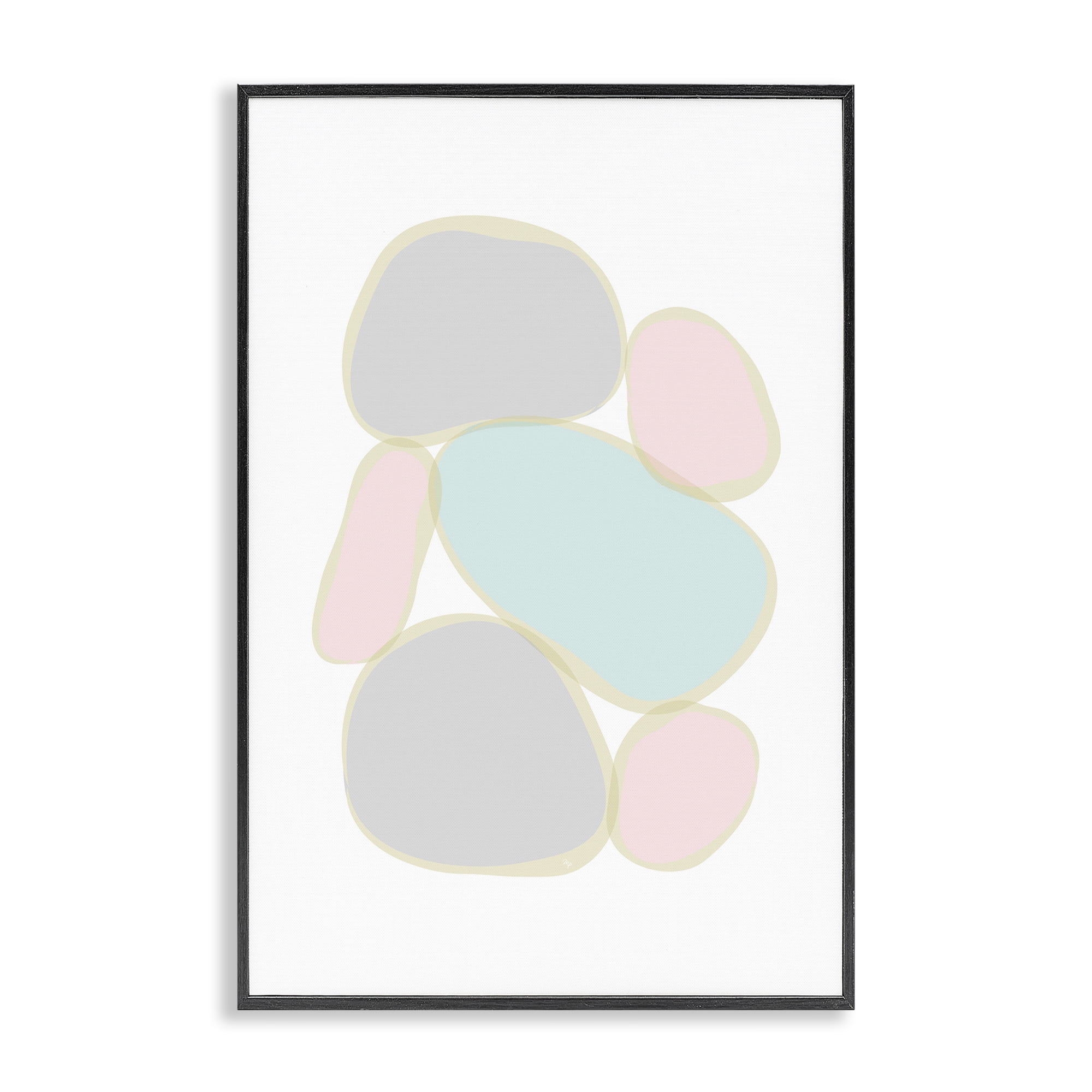 Stupell Industries Pastel Pebble Shapes Abstract Painting Black Framed ...