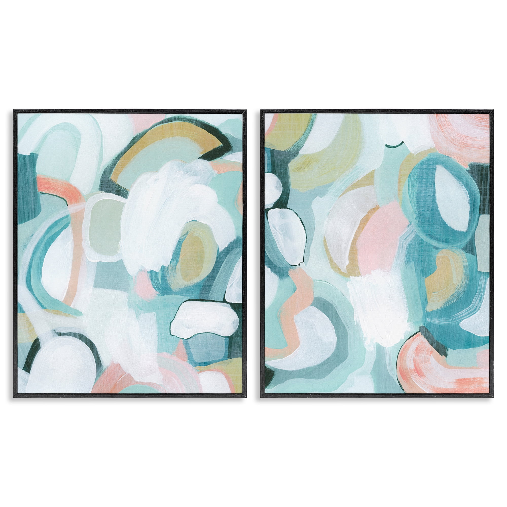 Stupell Industries Pastel Pink & Blue Abstract Painting Black Framed ...