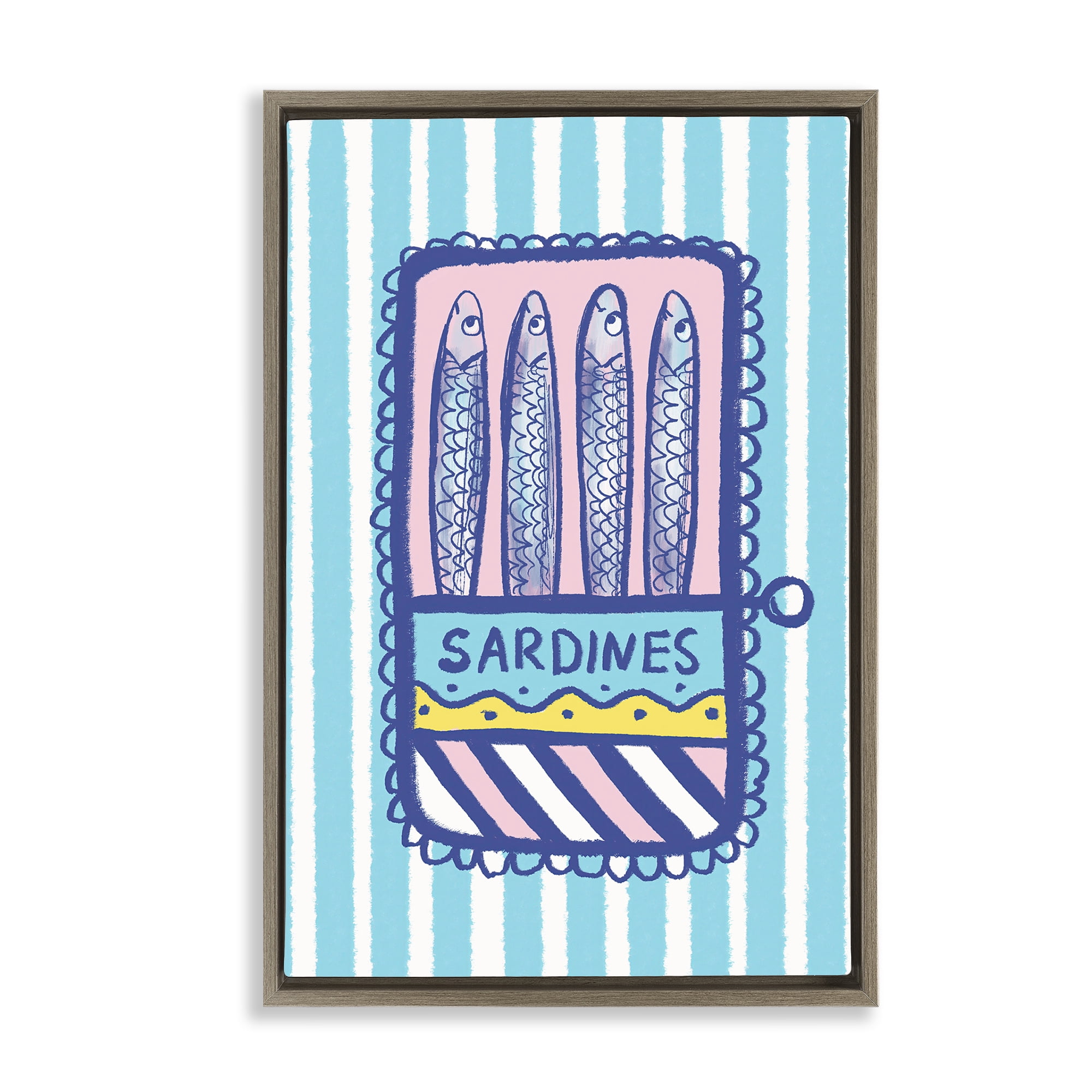 Stupell Industries Pastel & Stripes Sardines Brown Framed Floater ...