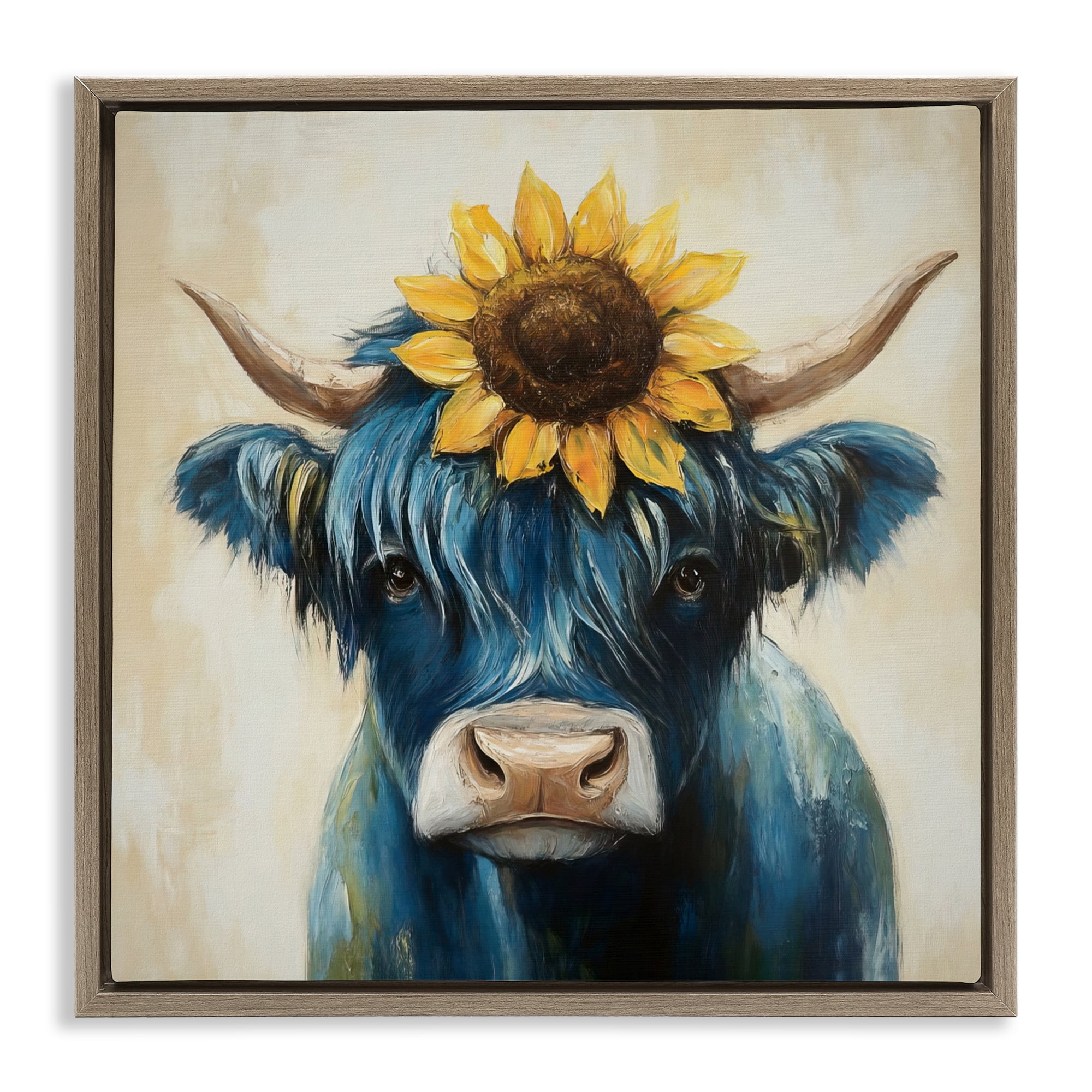 Stupell Industries Pastoral Sunflower Highland Brown Framed Floater ...