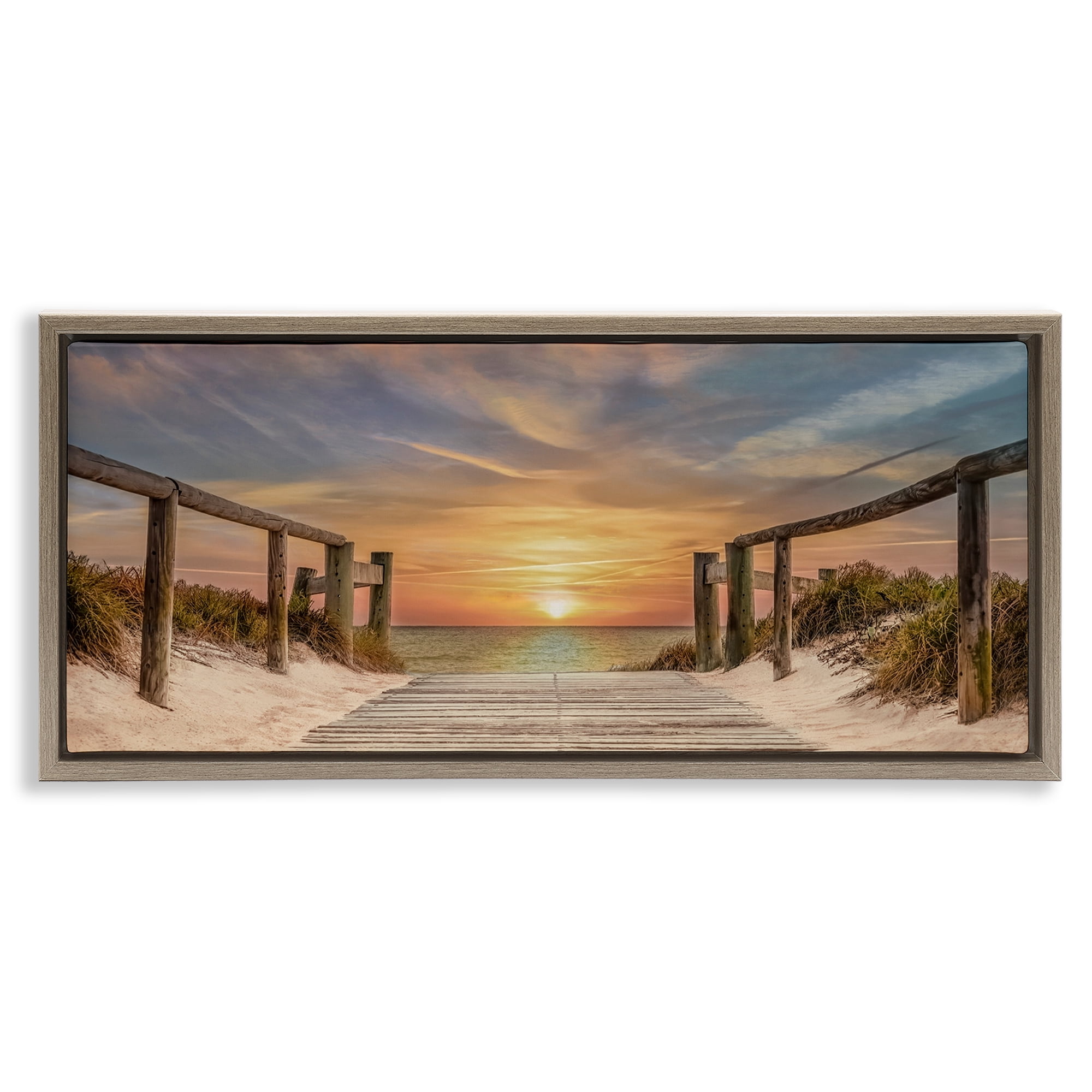 Stupell Industries Pathway To Sunset Brown Framed Floater Canvas Wall ...