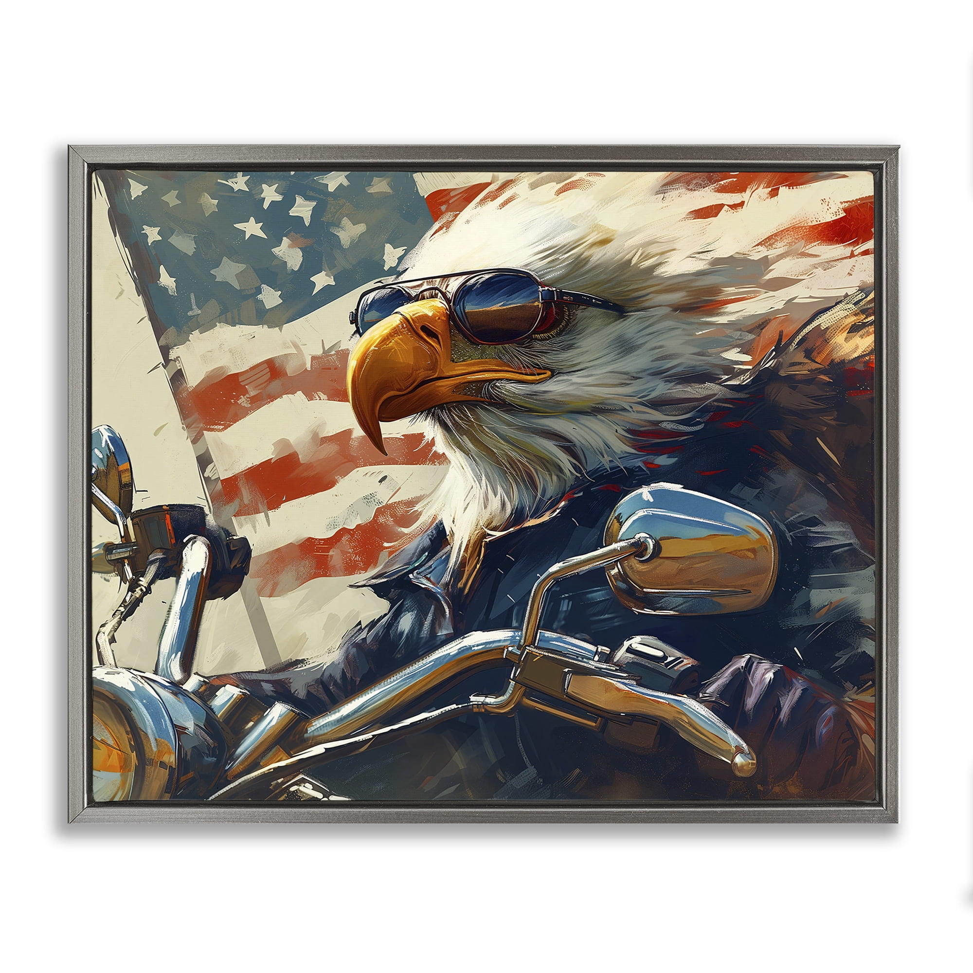Stupell Industries Patriotic Bald Eagle Animals & Insects Painting Gray ...