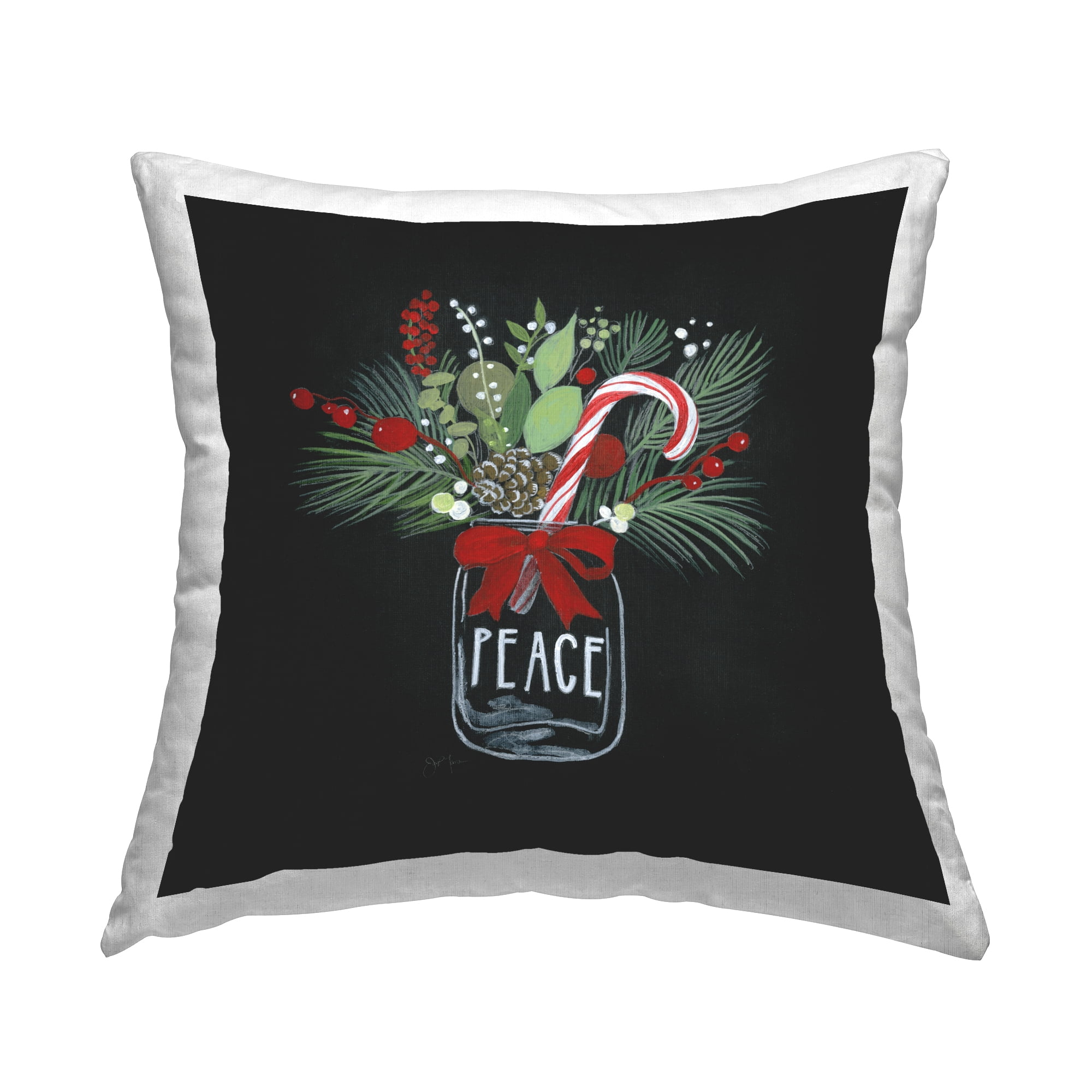 Stupell Industries Peace Candy Cane Jar Decorative Printed Throw Pillow ...