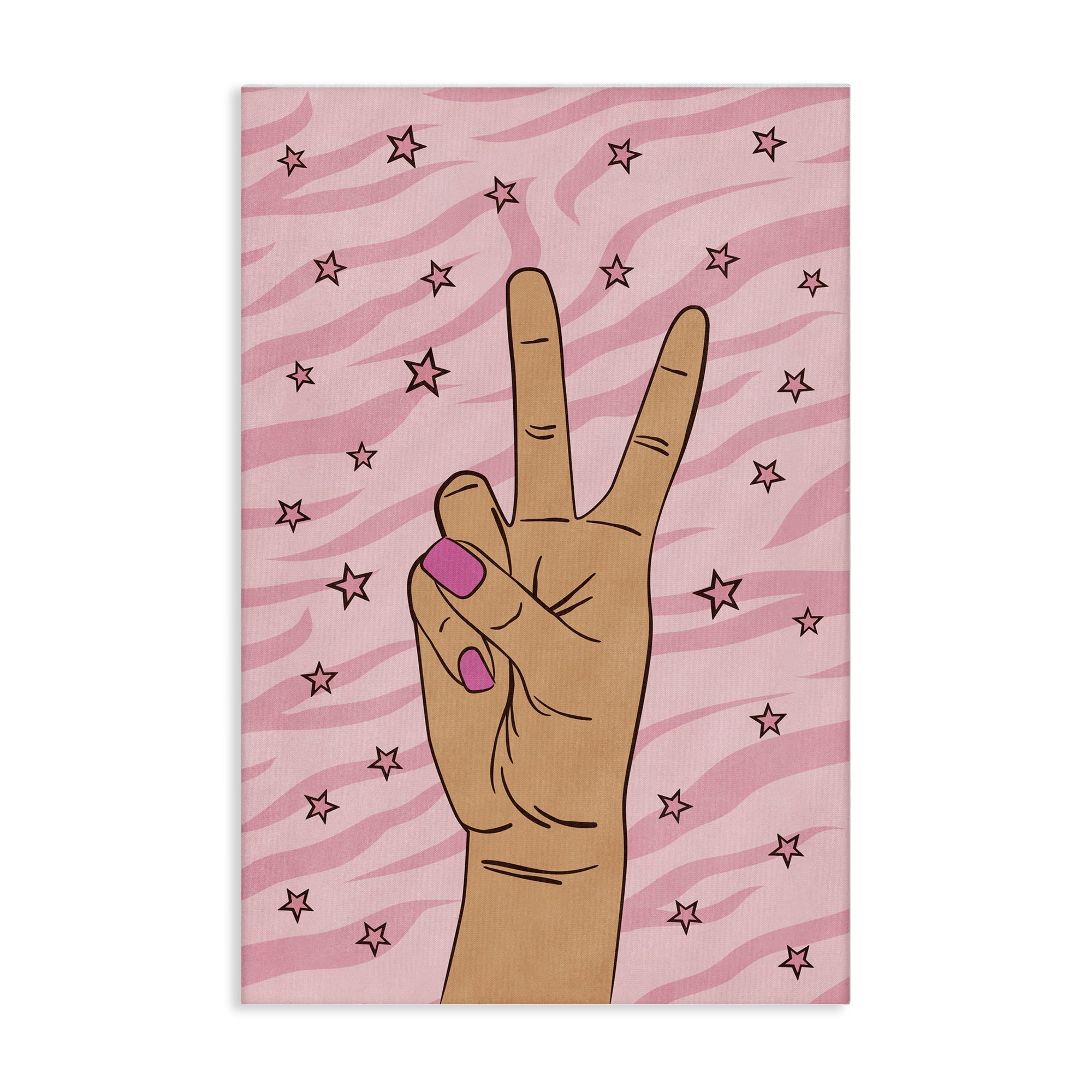 Stupell Industries Peace Hand & Stars Pattern People Painting Wrapped ...