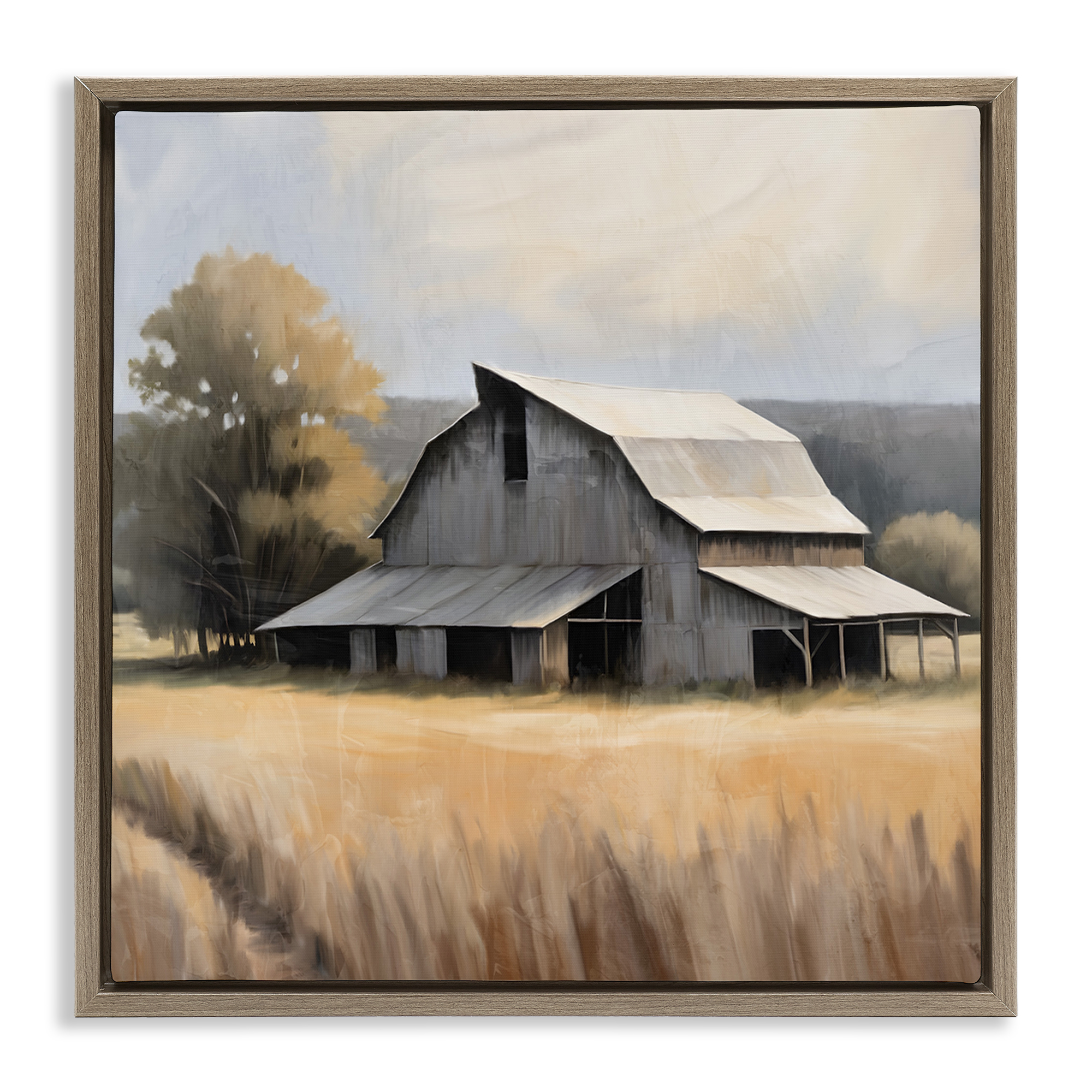 Stupell Industries Peaceful Barn in Field Landscape Painting Brown ...