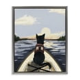 Stupell Industries Peaceful Cat Viewing Lake Gray Framed Floater Canvas ...