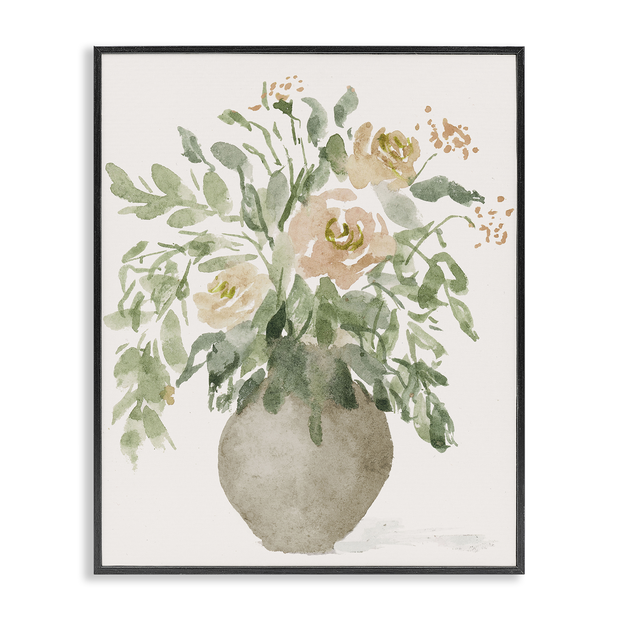 Stupell Industries Peach Roses Bouquet Plants & Flowers Painting Black ...