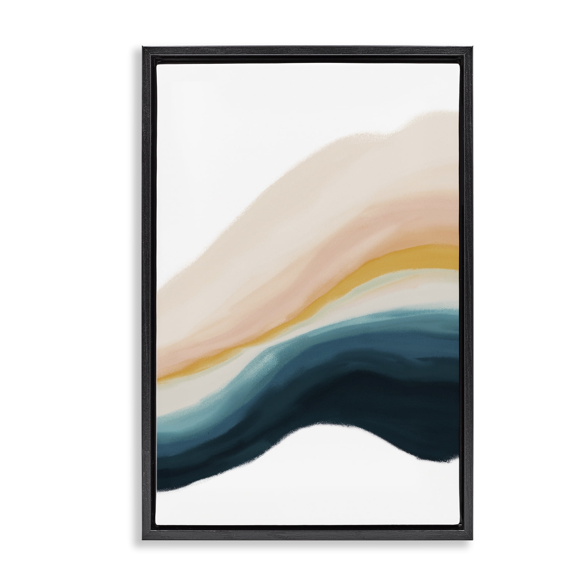 Stupell Industries Peach Swirl Abstraction Black Floater Framed Canvas ...