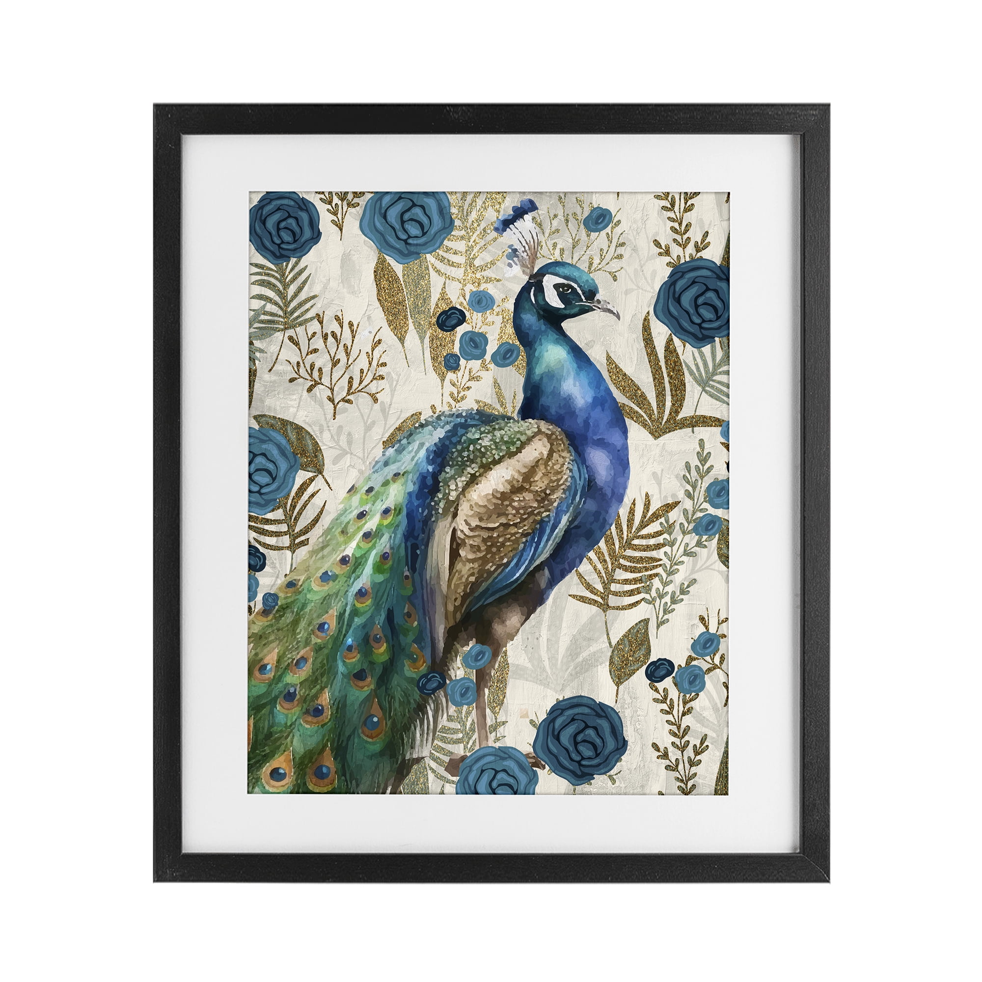 Stupell Industries Peacock Pride Botanicals Black Framed Print Under ...