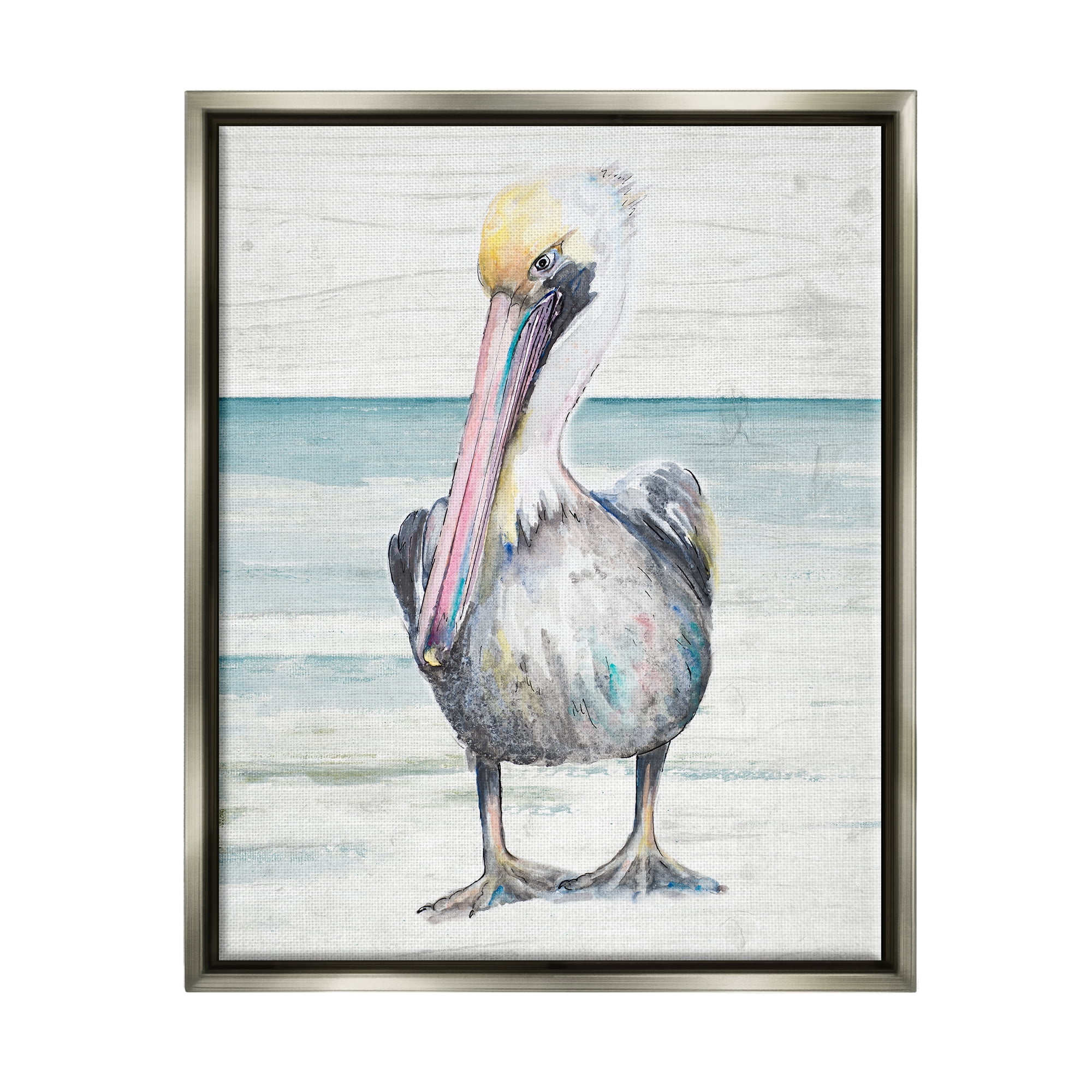 Stupell Industries Pelican Bird Standing Beach Sand Grain Pattern ...