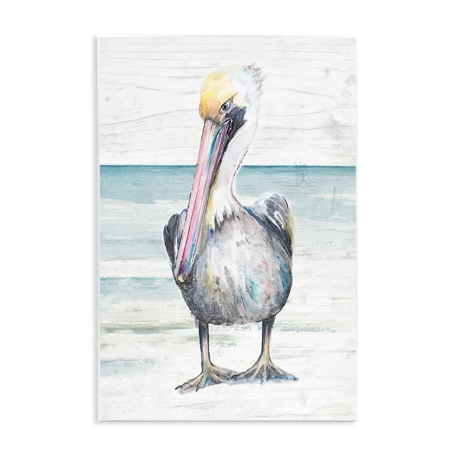 Stupell Industries Pelican Bird Standing Beach Sand Grain Pattern ...
