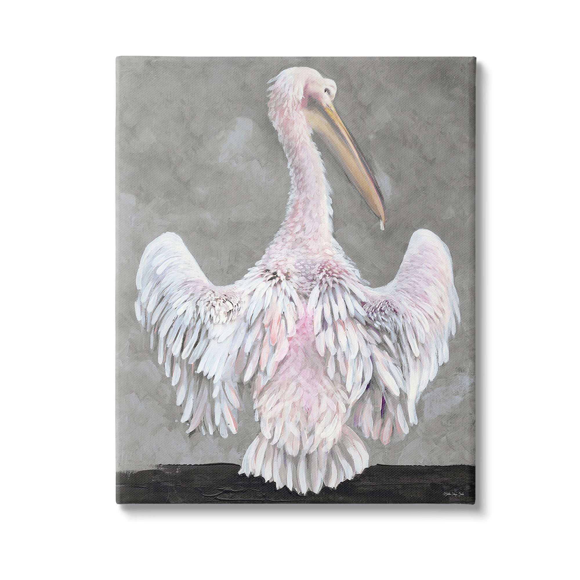Stupell Industries Pelican Flapping Wings Animals & Insects Painting Gallery Wrapped Canvas Art ...