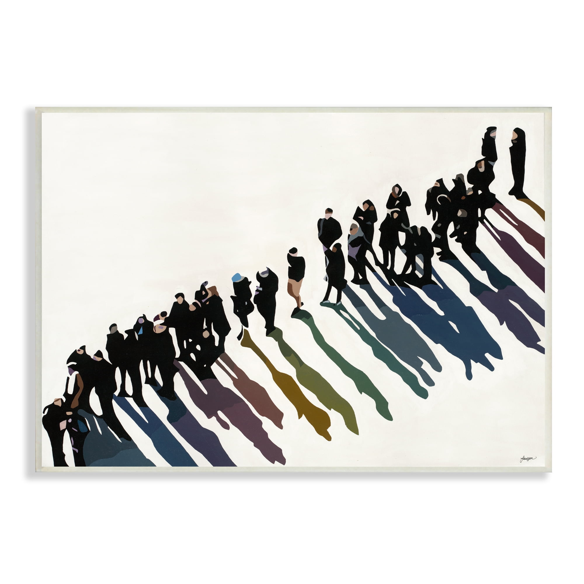Stupell Industries People Walking In Line Rainbow Tone Shadows Abstract ...