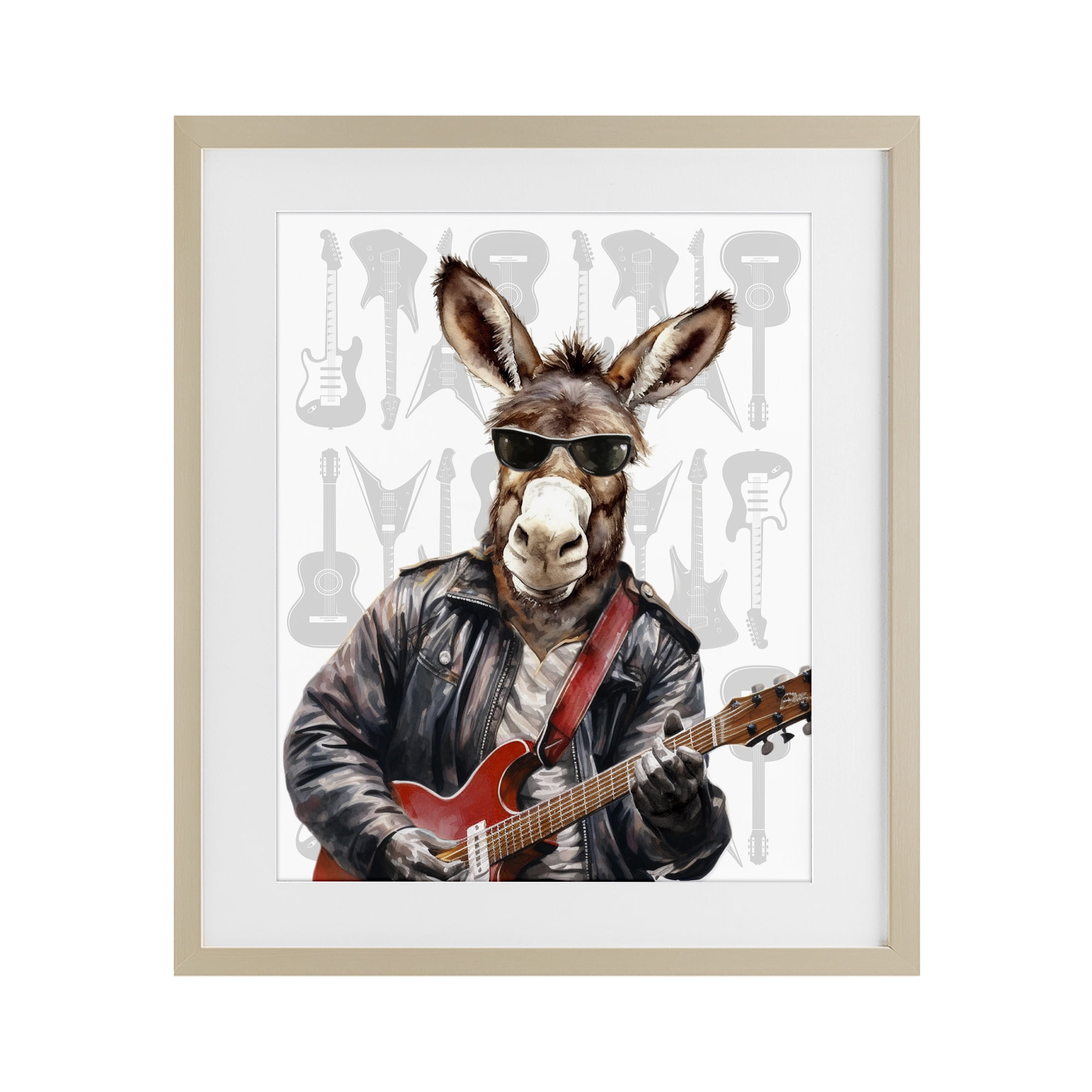 Stupell Industries Performing Musician Donkey Birch Framed Print Under ...