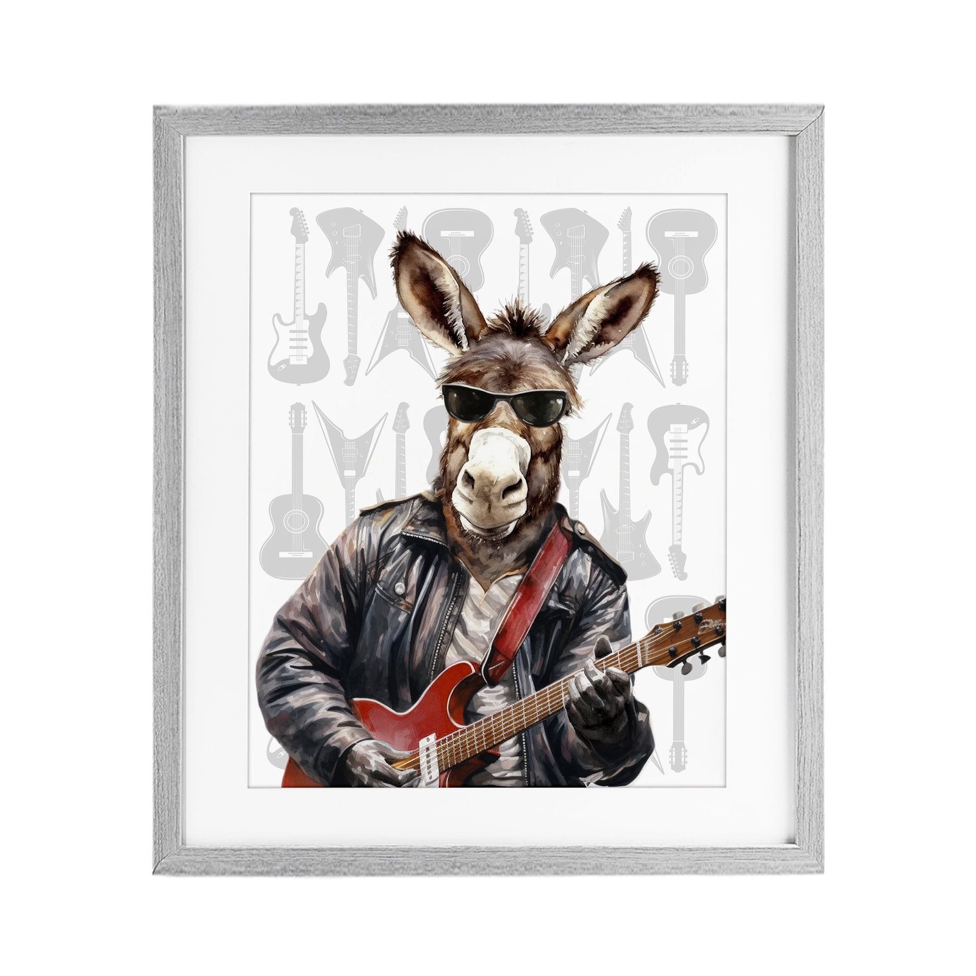 Stupell Industries Performing Musician Donkey Gray Framed Print Under ...