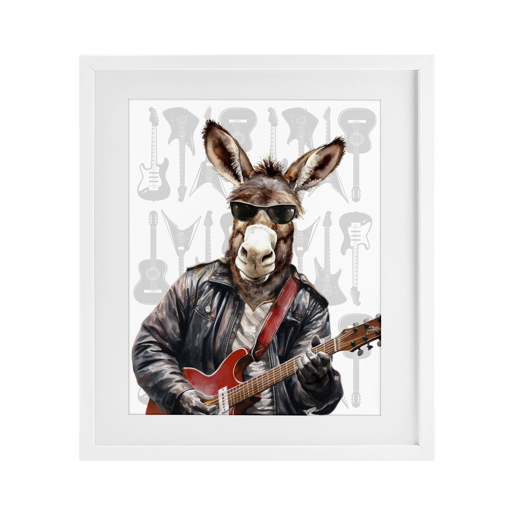 Stupell Industries Performing Musician Donkey White Framed Print Under ...