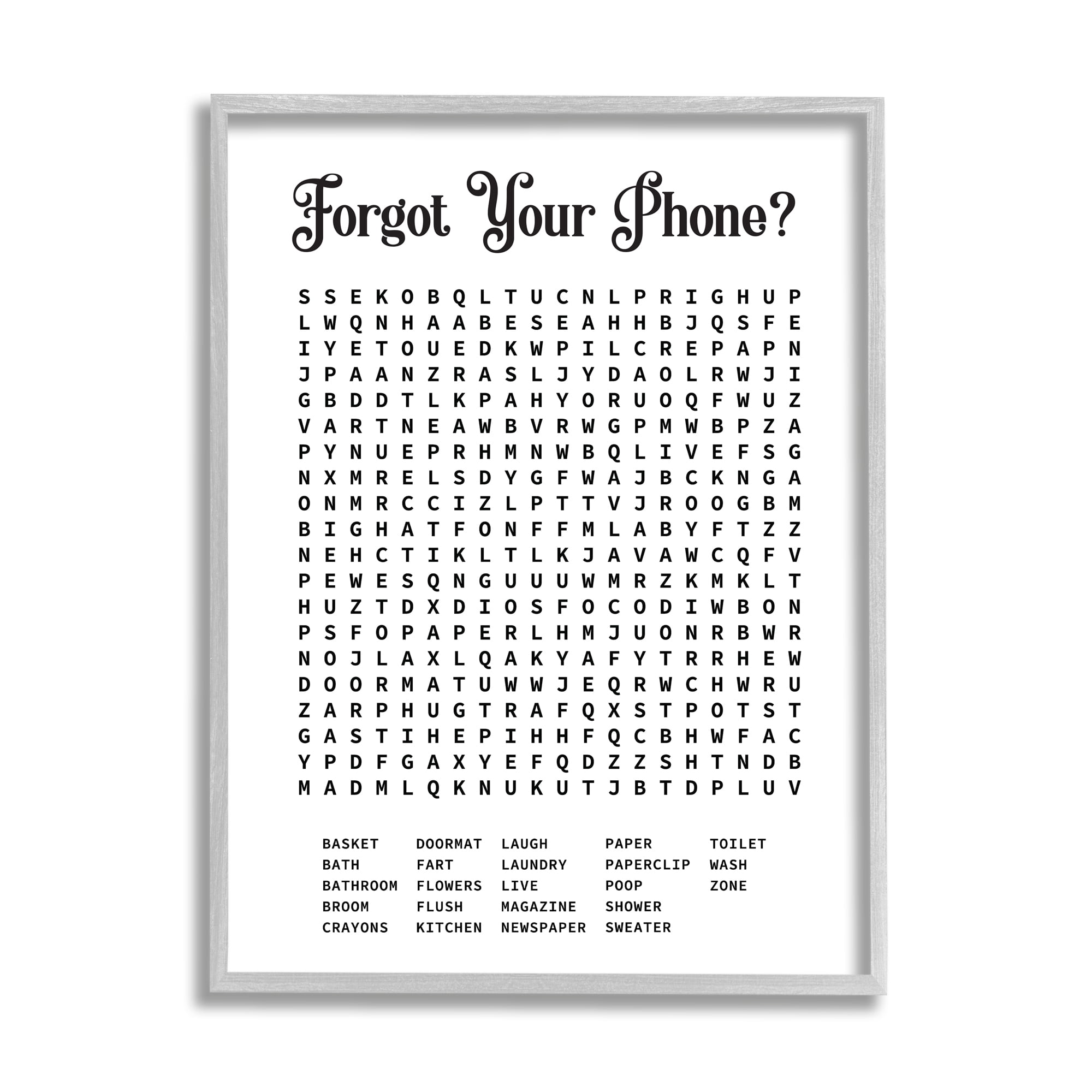 Stupell Industries Gray Framed Textured Wall Art 11x14 Crossword Puzzle ...