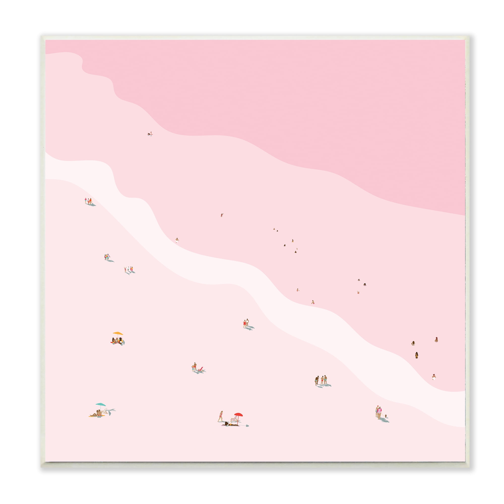 Stupell Industries Pink Beach Wave Coast Line Nautical Glam Wall Plaque ...