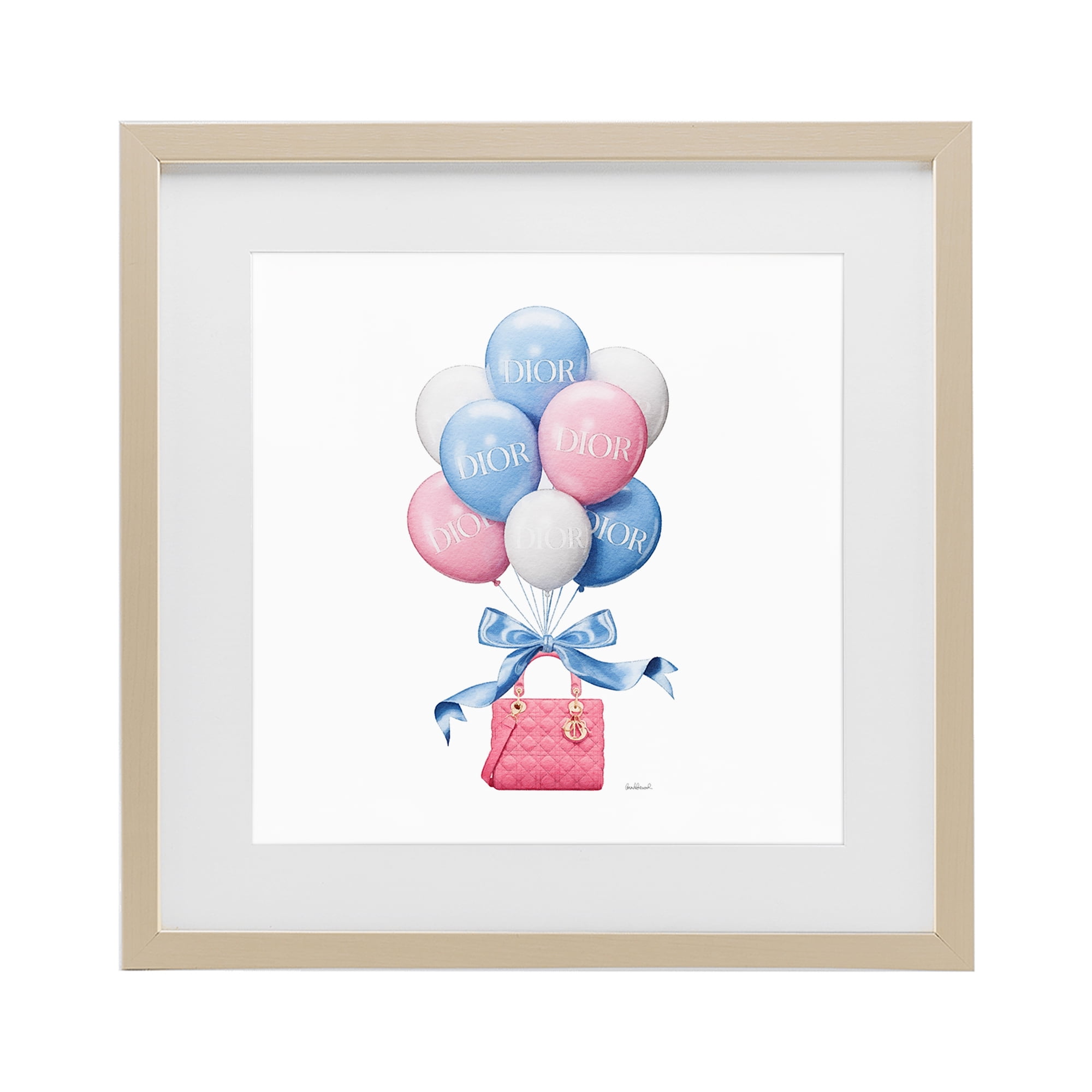 Stupell Industries Pink & Blue Handbag Balloons Birch Framed Print ...