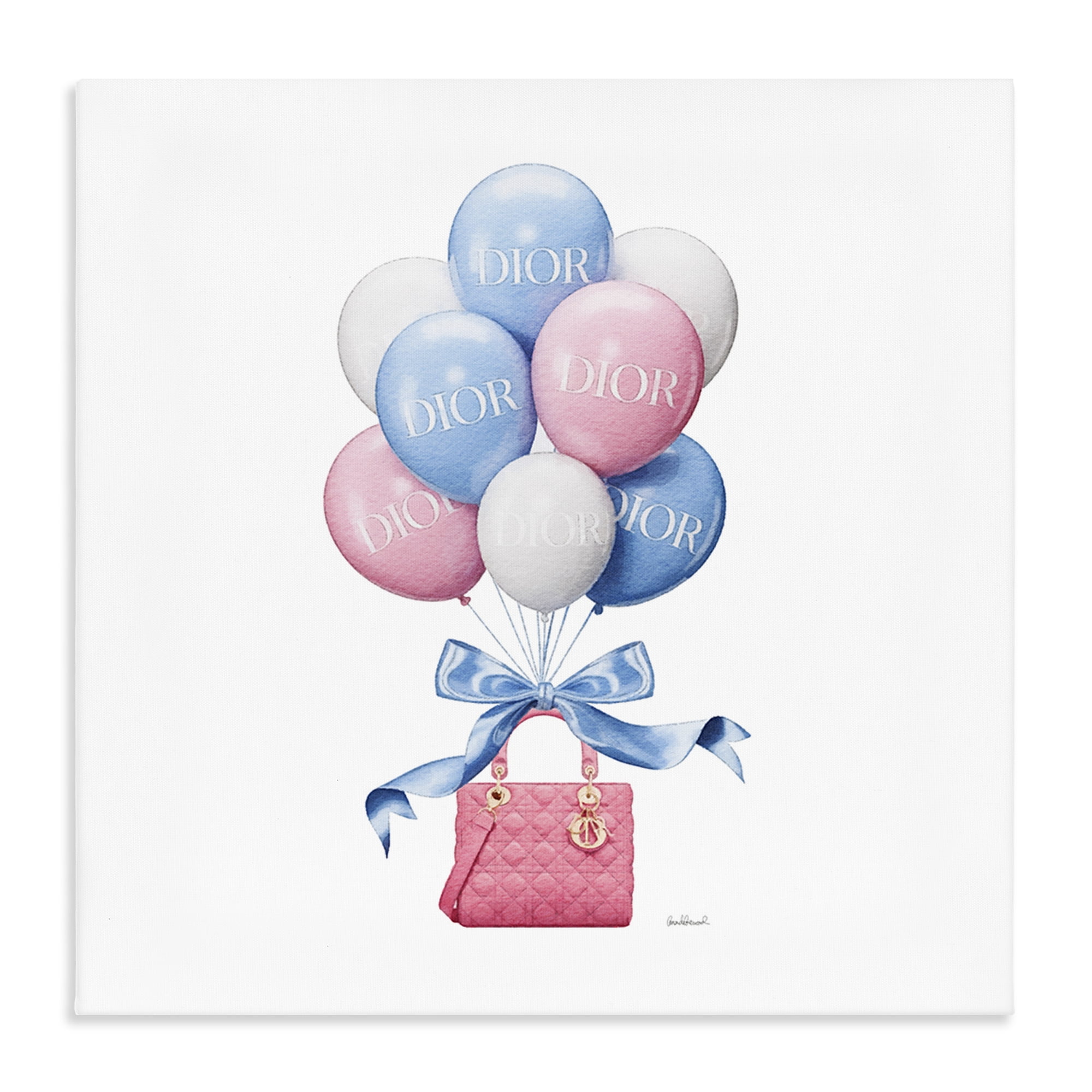 Stupell Industries Pink & Blue Handbag Balloons Canvas Wall Art, design ...