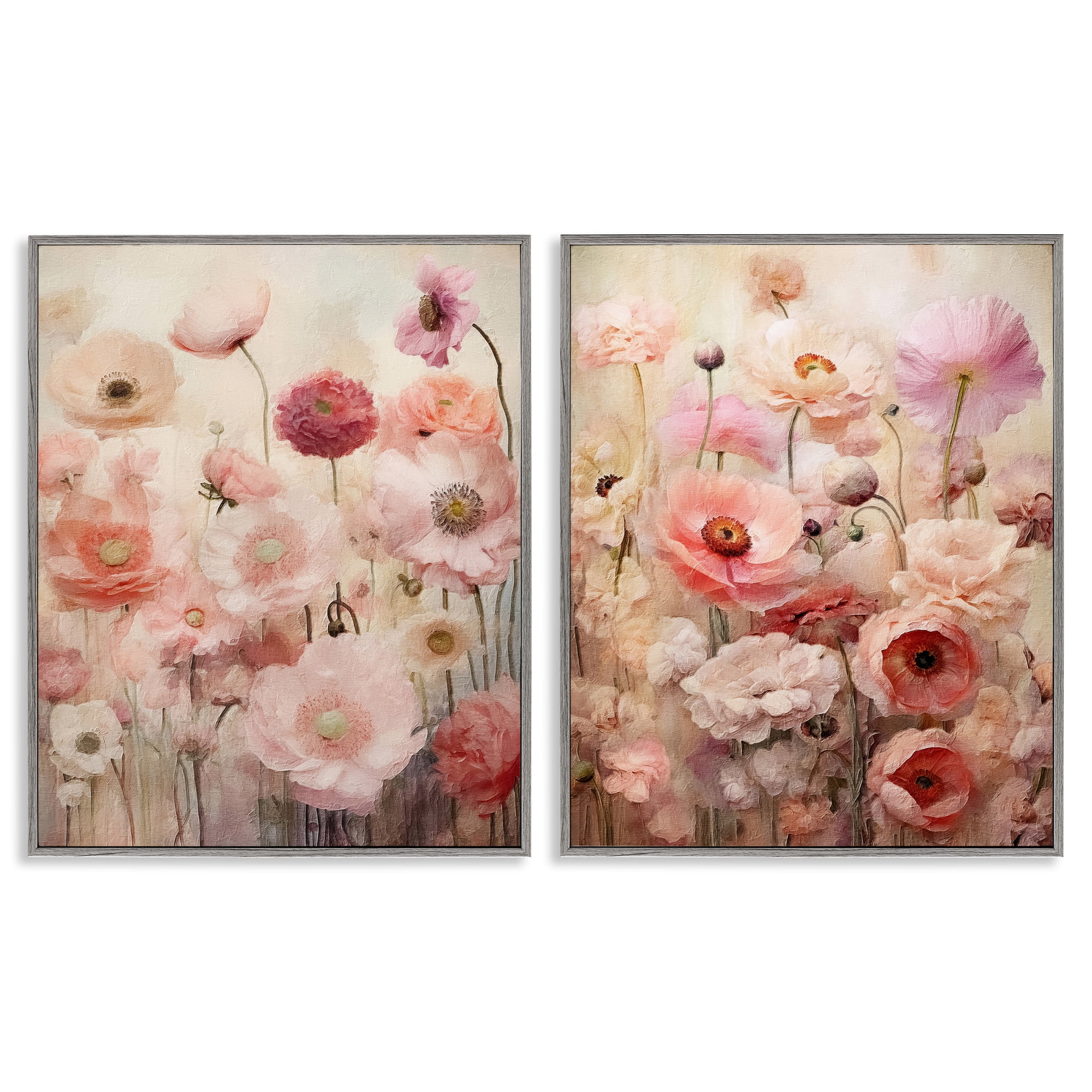 Stupell Industries Pink Blush Floral Field Plants & Flowers Painting ...