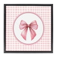 Stupell Industries Pink Bow with Circular Gingham Black Framed Floater ...