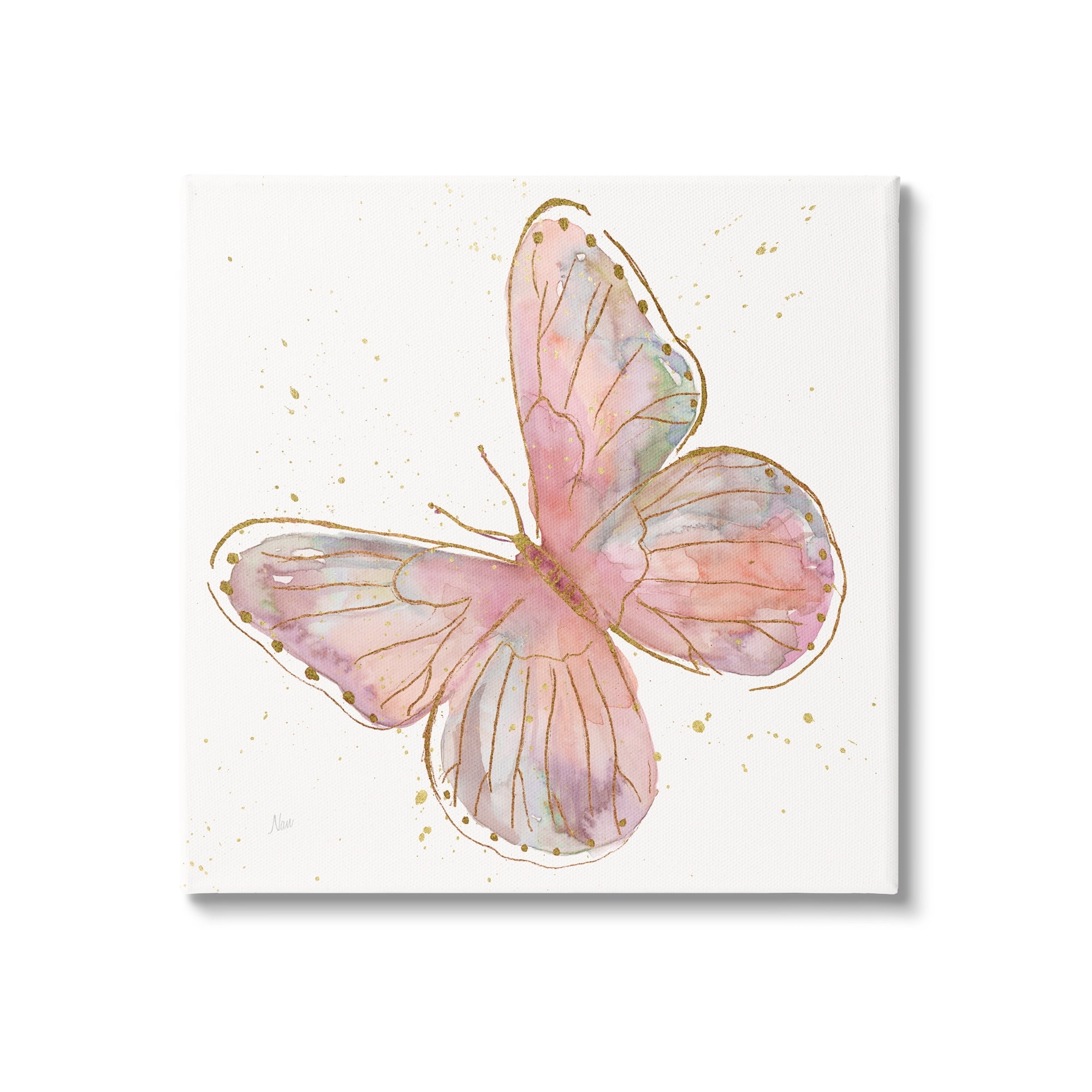 Stupell Industries Pink Butterfly Wings Glam Detail Animals & Insects ...